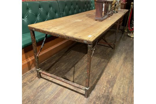 1 x Large Rustic 10ft Fold Away Dining Table - Features a Rustic Metal ...