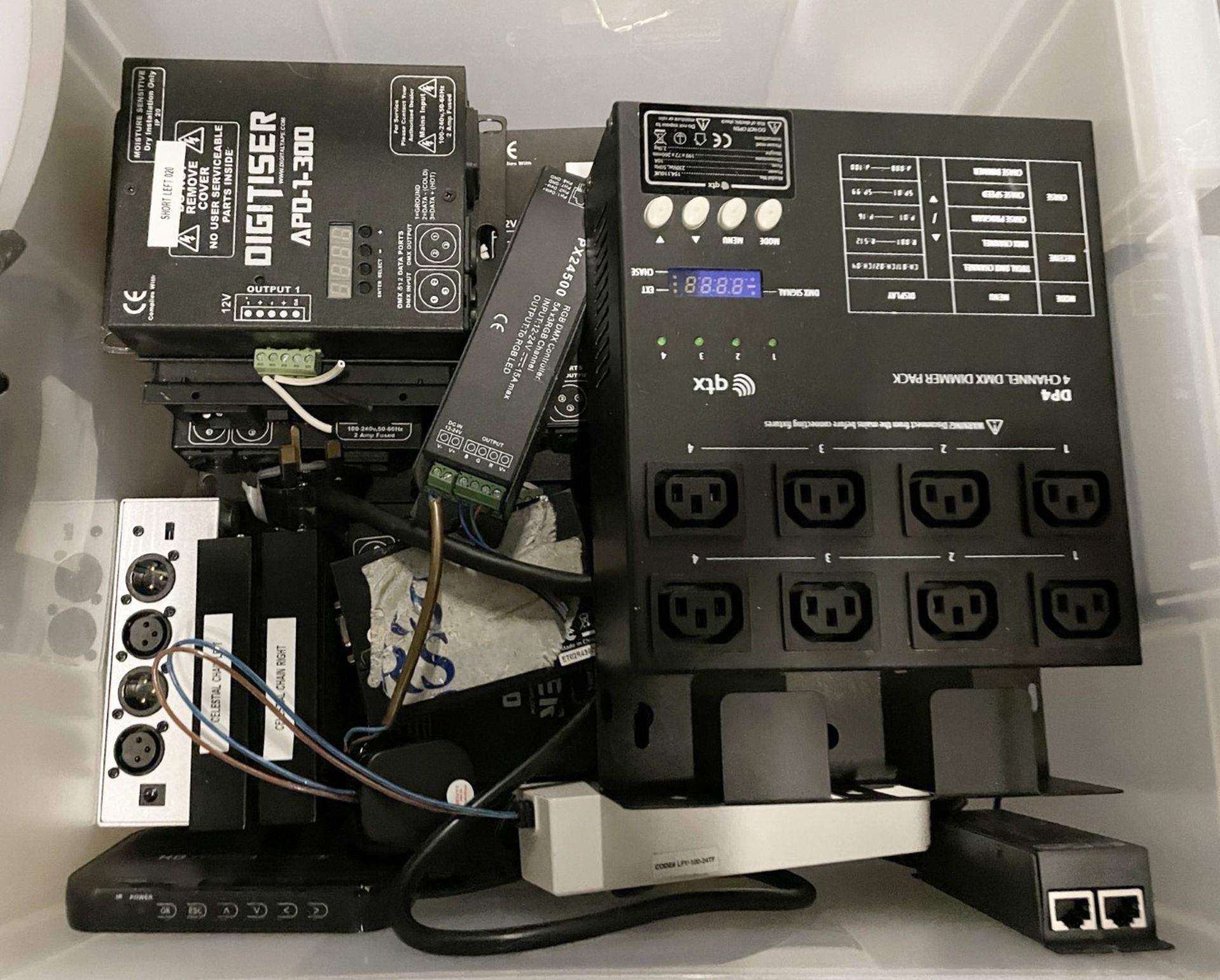 2 x Boxes of Assorted Studio Lights and Lighting Controllers Including ...