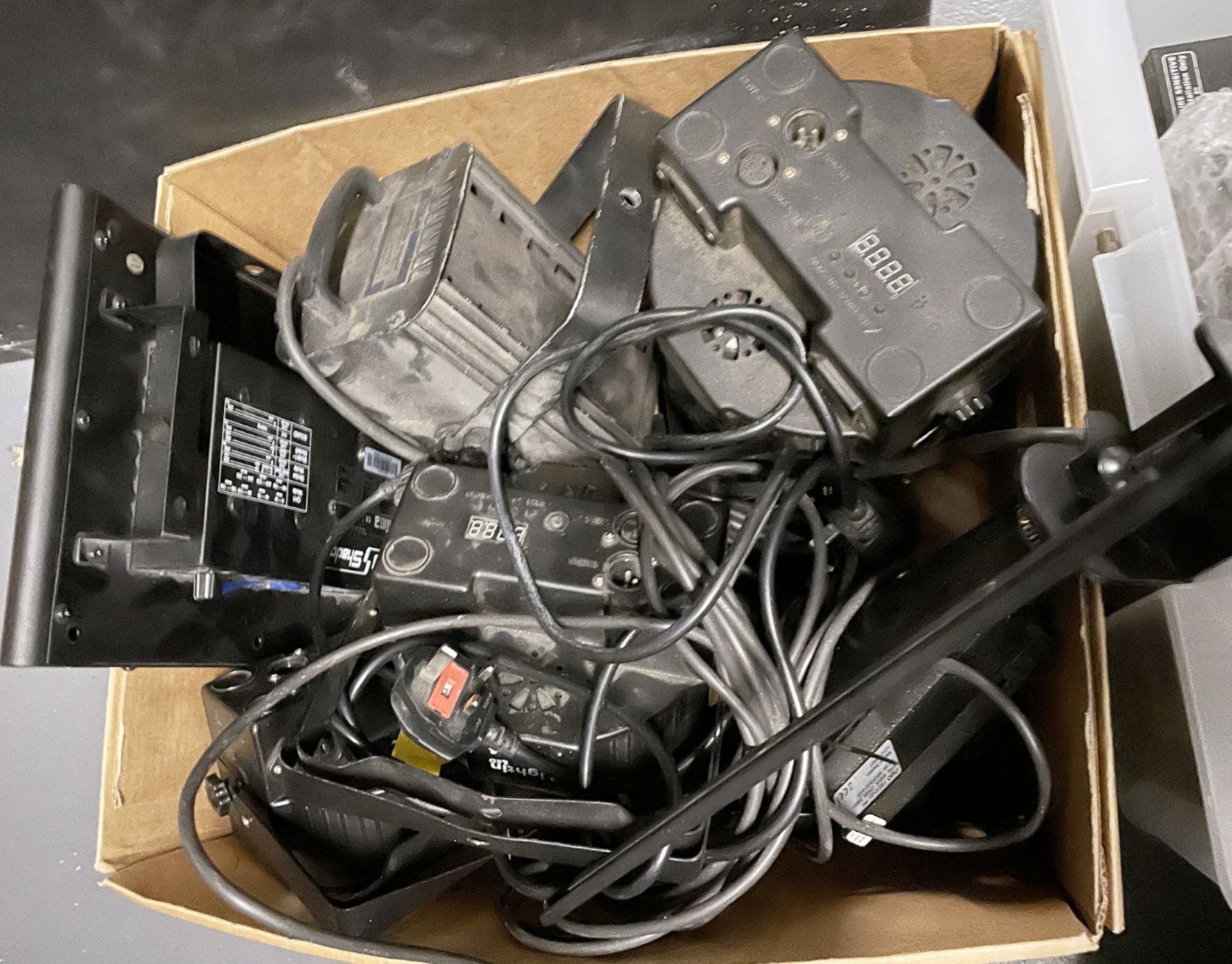 2 x Boxes of Assorted Studio Lights and Lighting Controllers Including ...