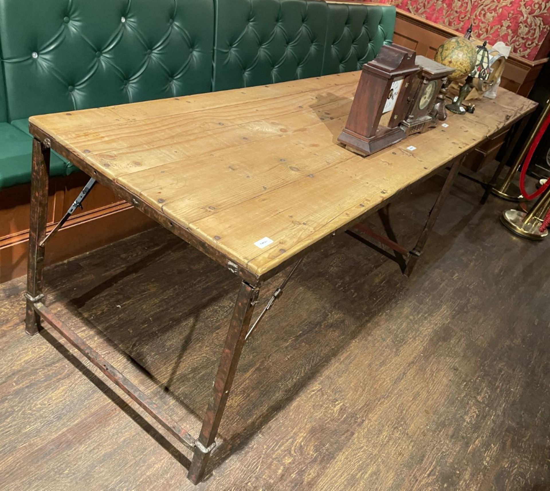 1 x Large Rustic 10ft Fold Away Dining Table - Features a Rustic Metal ...