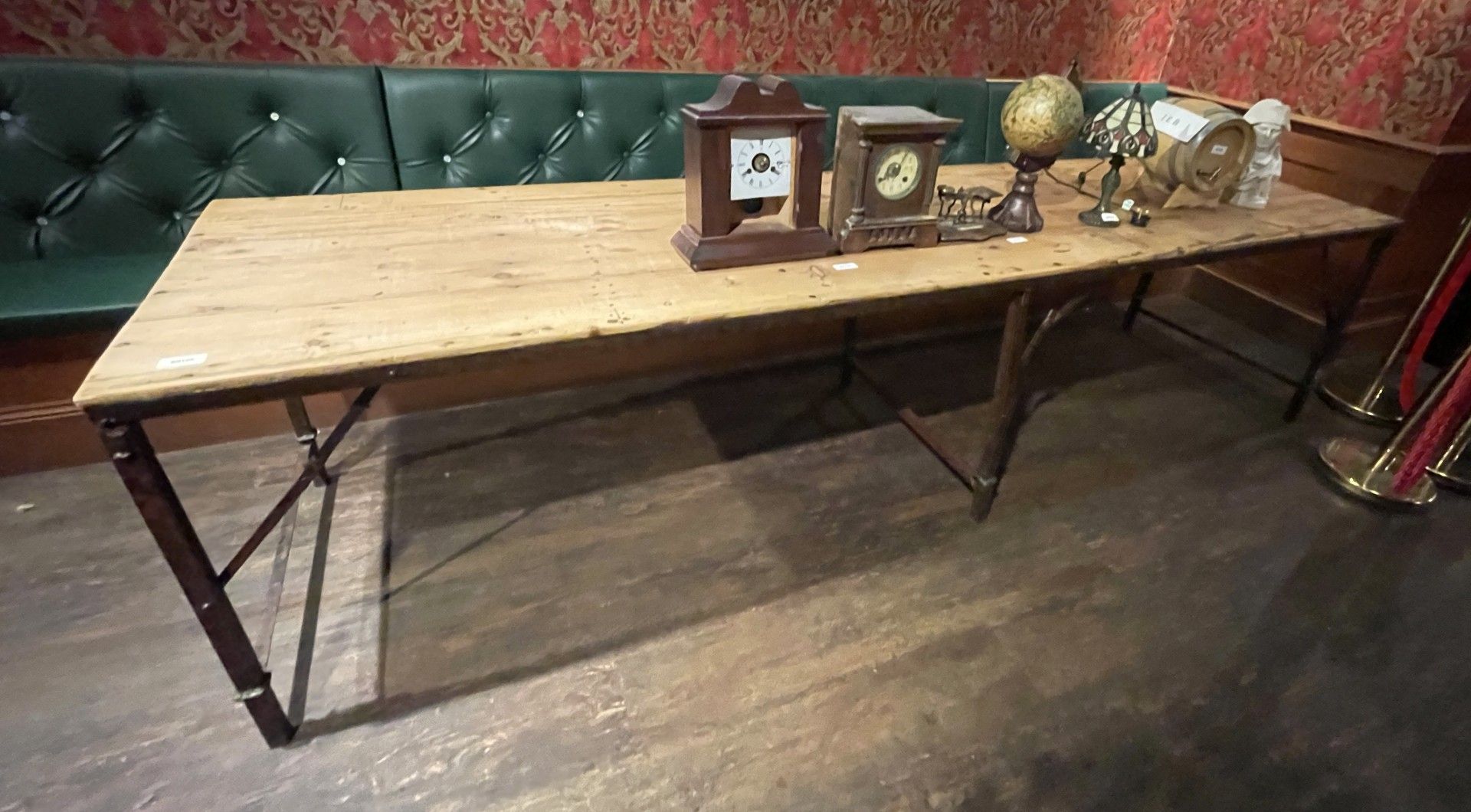 1 x Large Rustic 10ft Fold Away Dining Table - Features a Rustic Metal ...