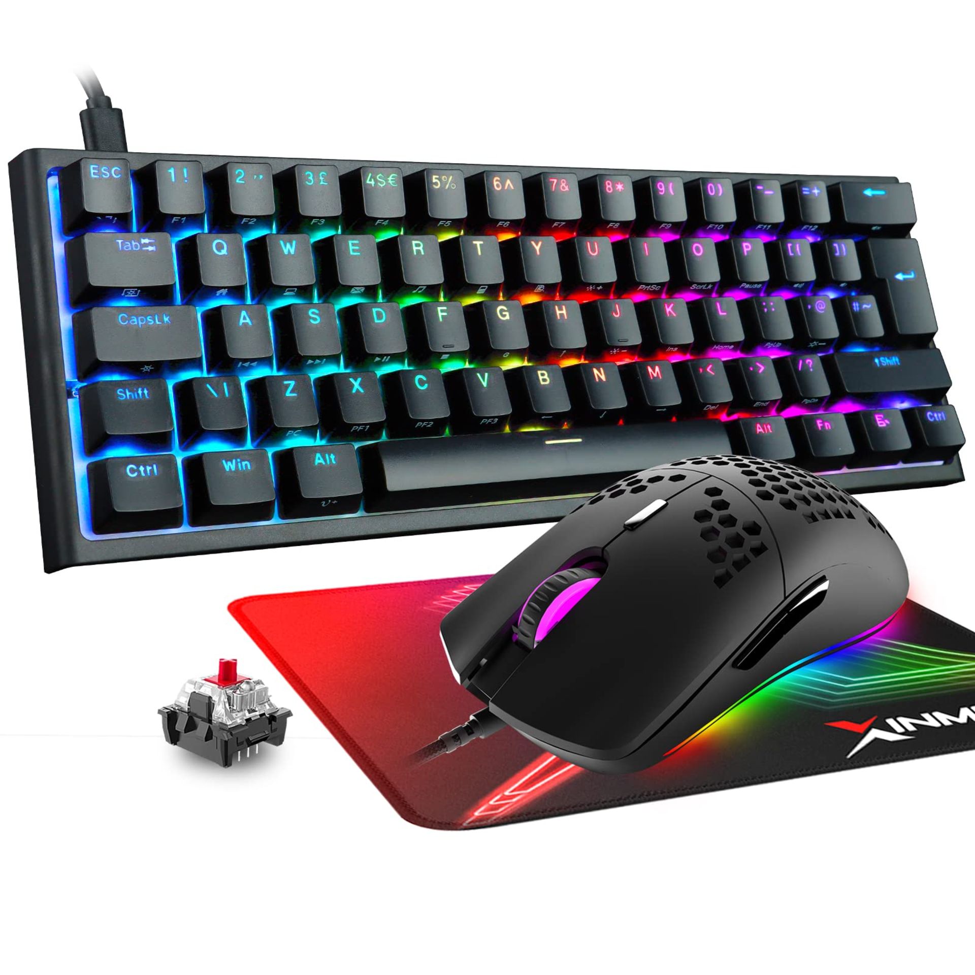 MAGIC-REFINER 60% Gaming Keyboard and Mouse Combo, RGB Backlit ...