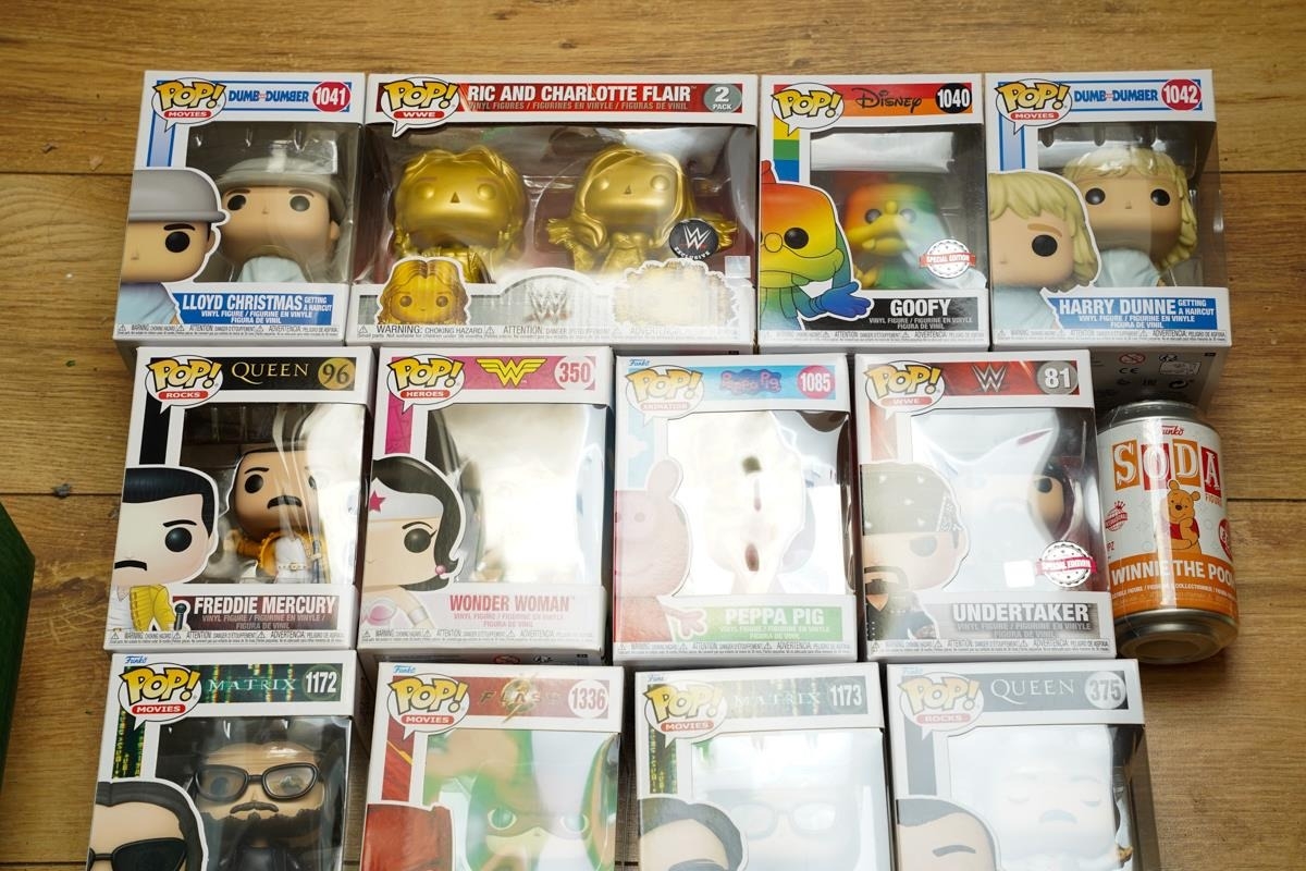 Two boxes containing thirty one various Funko Pop vinyl figures in ...
