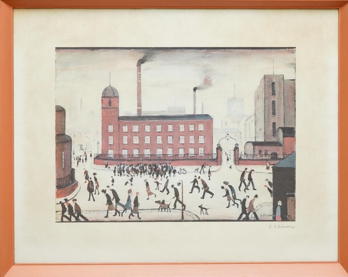 L S Lowry (1887-1976) Mill Scene 1939, colour print, approx 44 x 54cm ...
