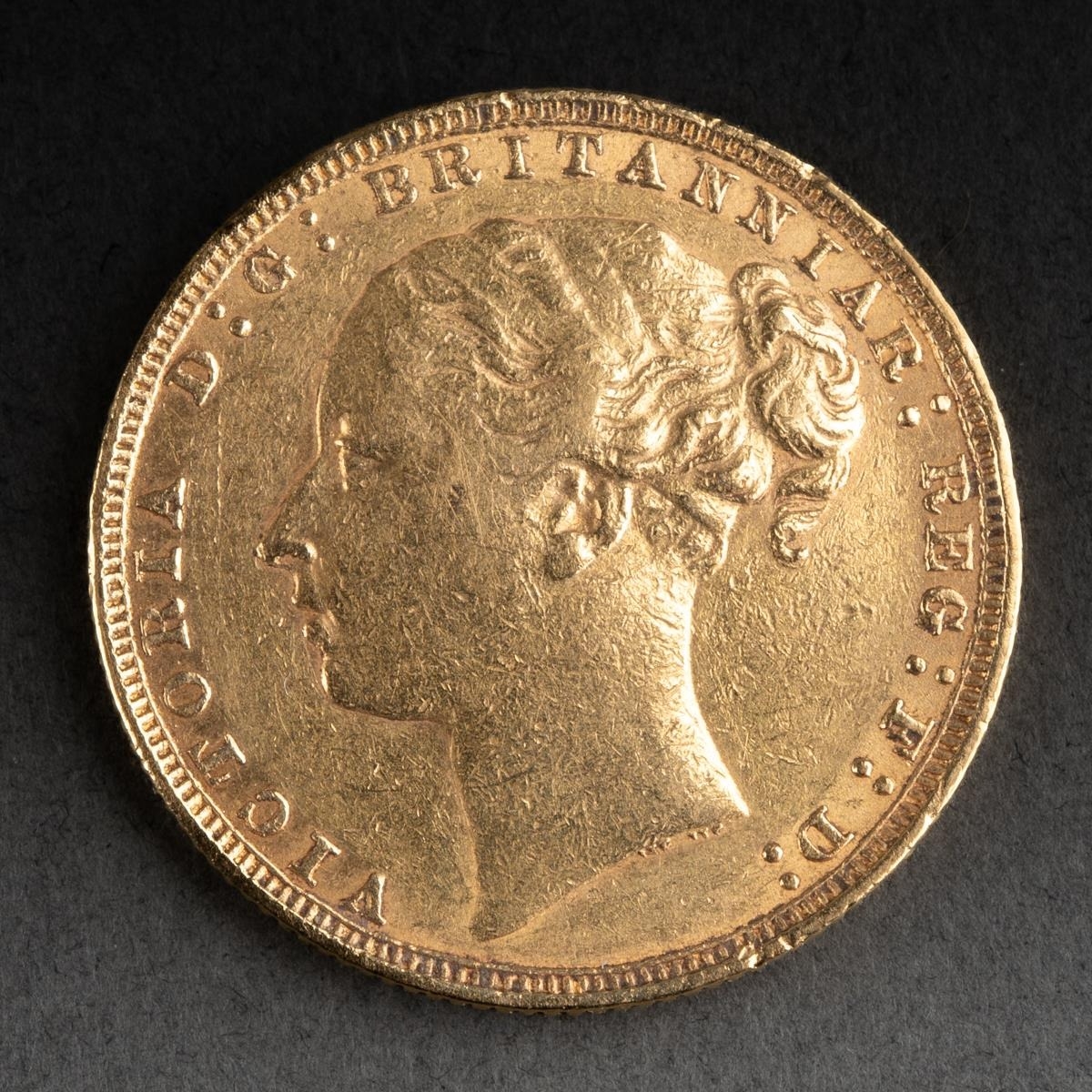 A full sovereign dated 1878, inverted coin. Dated 1878, inverted coin ...