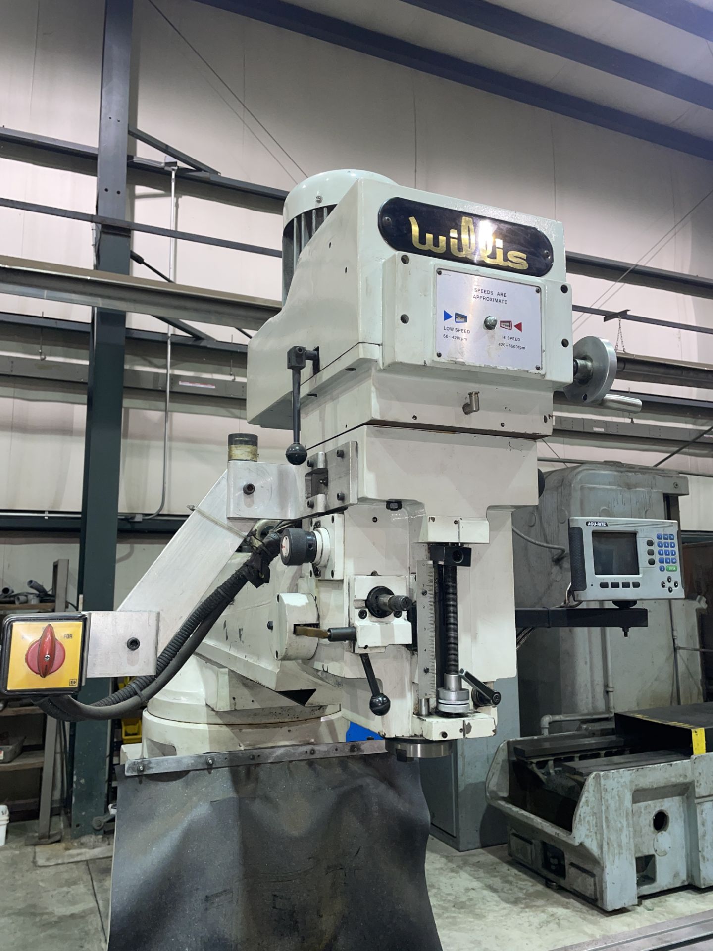 Willis Mdl. 5000VS Vertical Milling Machine, Knee Type, 9HP, 12" x 59 ...