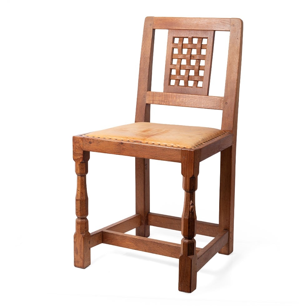 A Set of eight Robert "Mouseman" Thompson of Kilburn Oak Dining Chairs ...