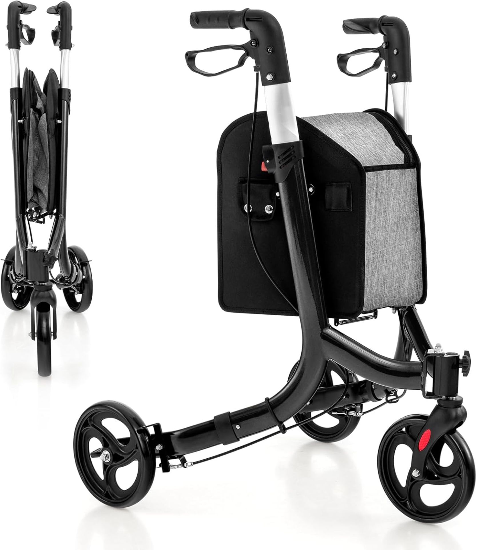 RRP £77.95 - COSTWAY 3 Wheel Folding Rollator, Lightweight Aluminium ...