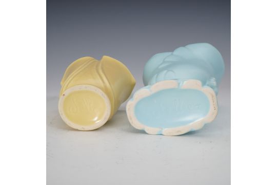 A charming pair of Weller Pottery vases in soft pastel glazes ...
