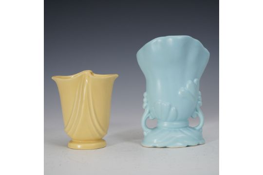 A charming pair of Weller Pottery vases in soft pastel glazes ...