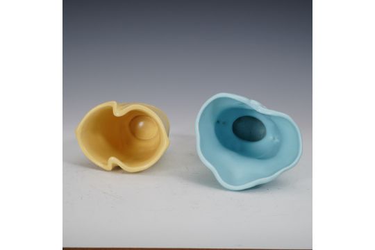 A charming pair of Weller Pottery vases in soft pastel glazes ...