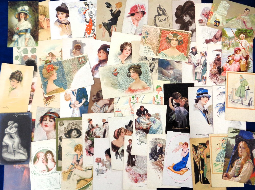 Postcards, Glamour a selection of 50 cards to include Hammick, Nanni ...