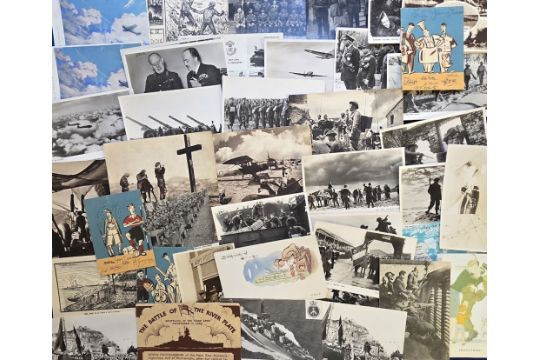 Postcards, Military, approx. 100 assorted cards to include comic ...