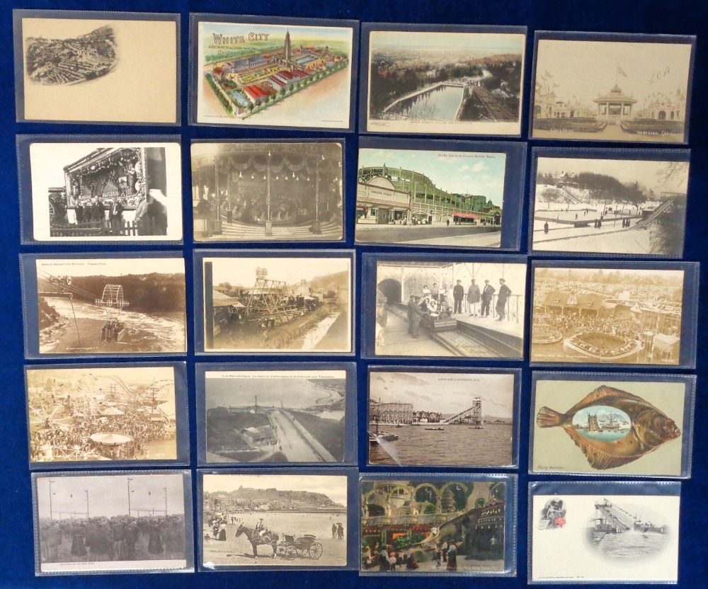 Postcards, Fairgrounds etc, a selection of 40+ cards, RPs, printed and ...