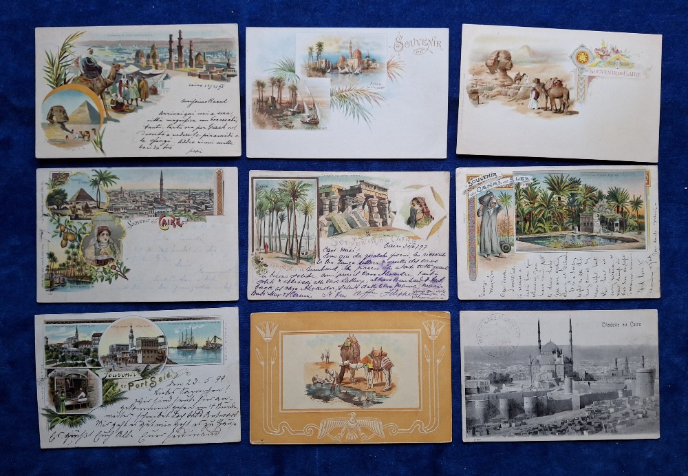 Postcards, Egypt, 33 mainly early Gruss Aus style Chromos of Egypt ...
