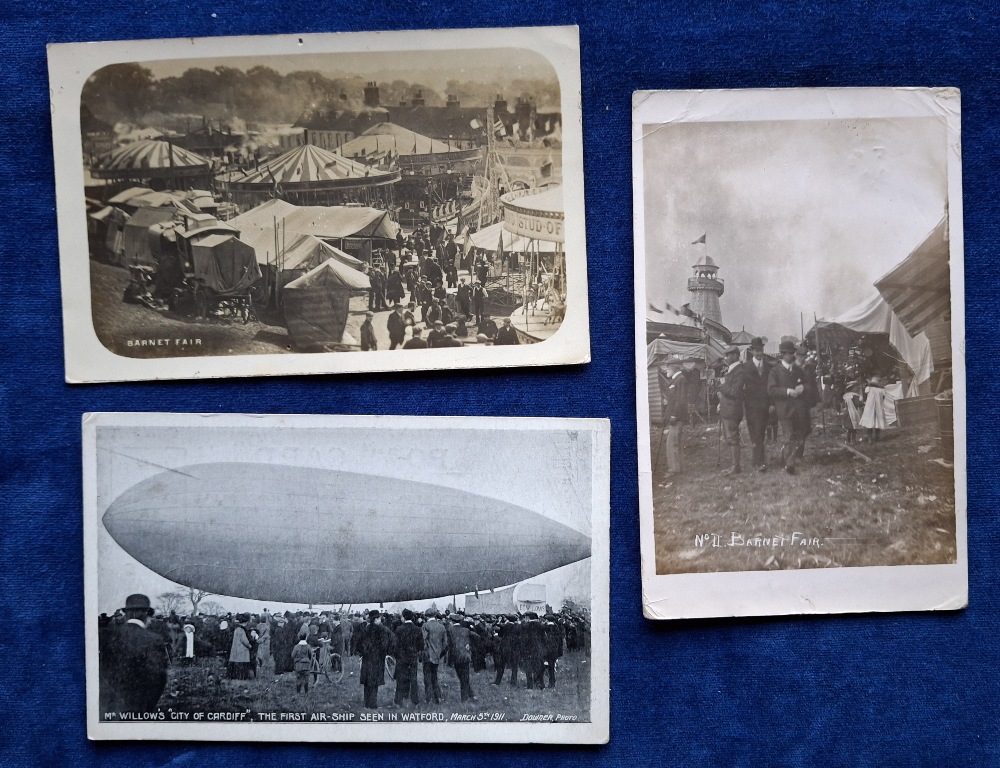 Postcards, Herts, 63 cards including RP's of Lockhart's Fire (3 diff ...