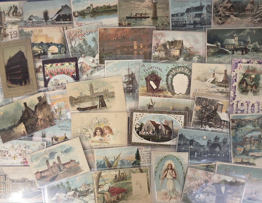 Postcards, 50+ Hold To Lights to include houses, churches, angels ...