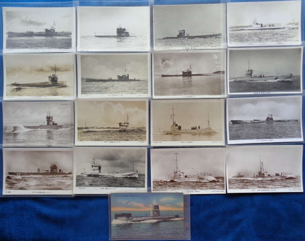 Postcards, Shipping, a Naval submarine mostly RP collection of 30 ...