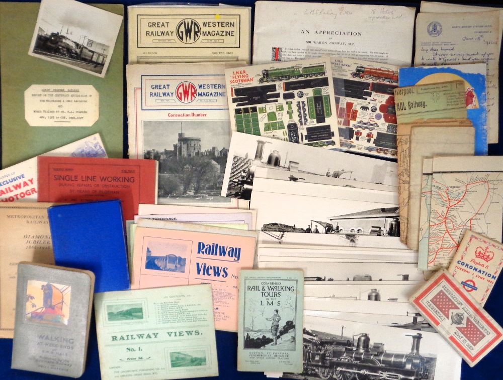Rail, a collection of approx. 75 items to include an LNER 1933 Rule ...