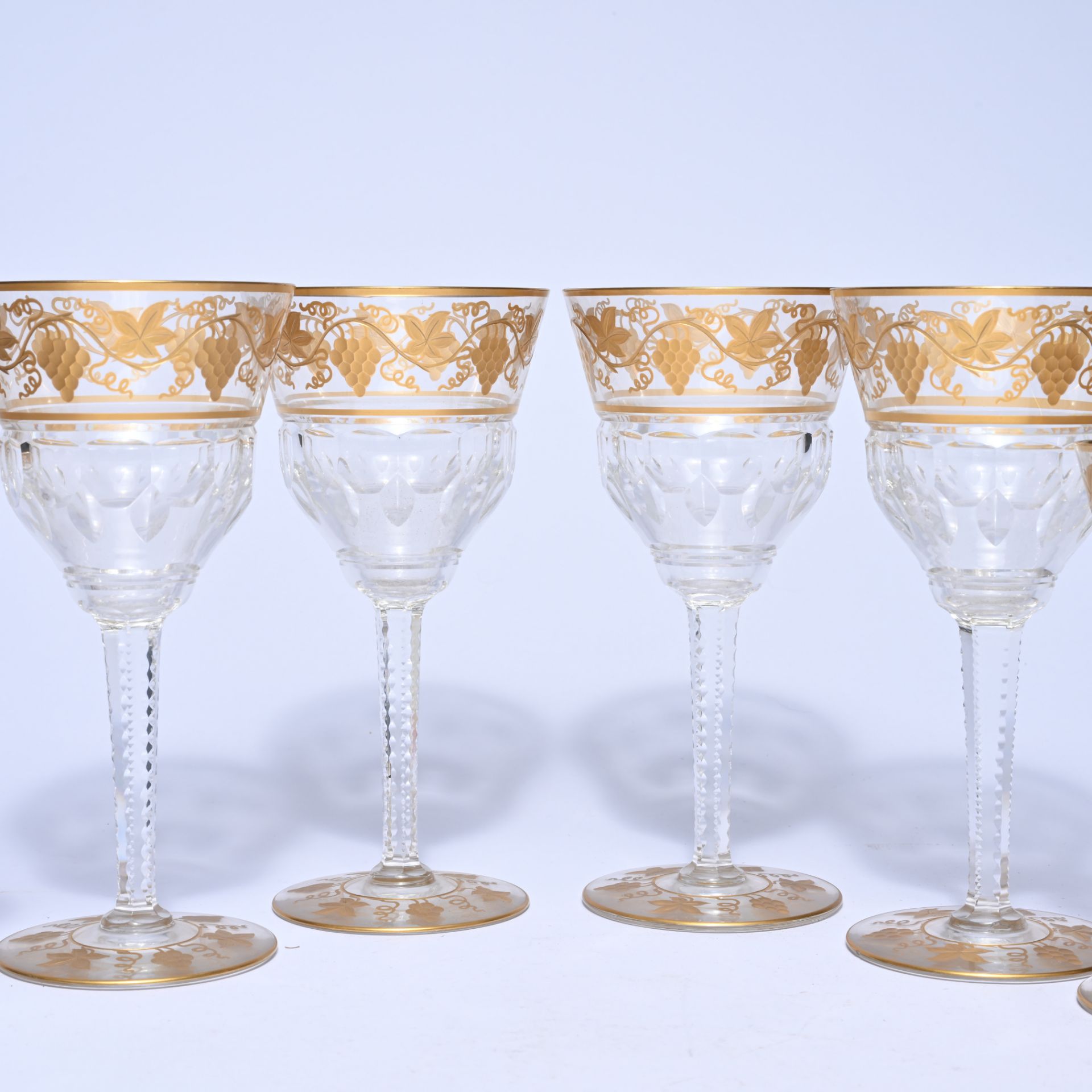Val Saint Lambert 'Pampre d'Or' crystal glasses with a gilded ...