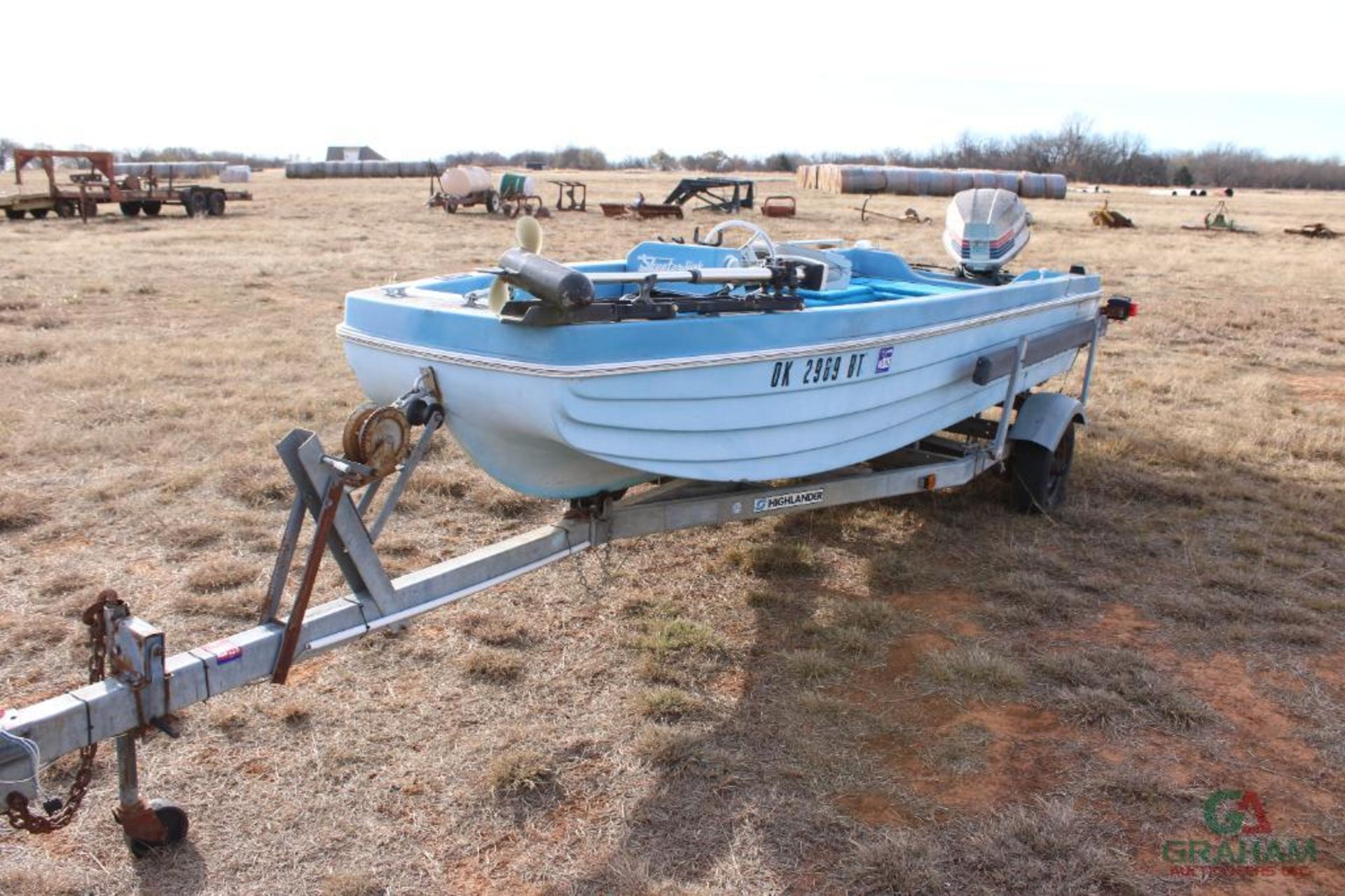 SKEETER HAWK 15' BOAT ON S/A TRAILER, EVINRUDE 85 OUTBOARD ENGINE ...
