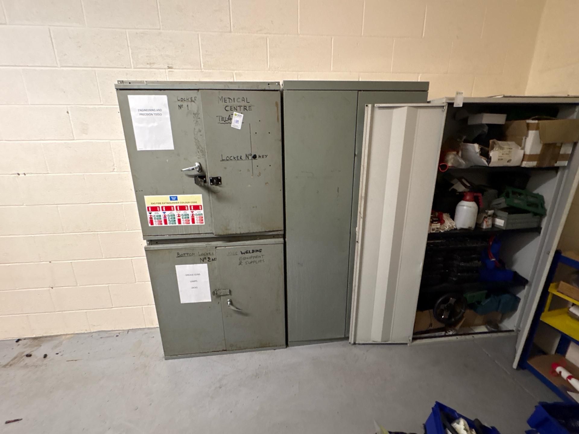Metal Storage Cupboards and Contents x 3 Includes all pictured items ...
