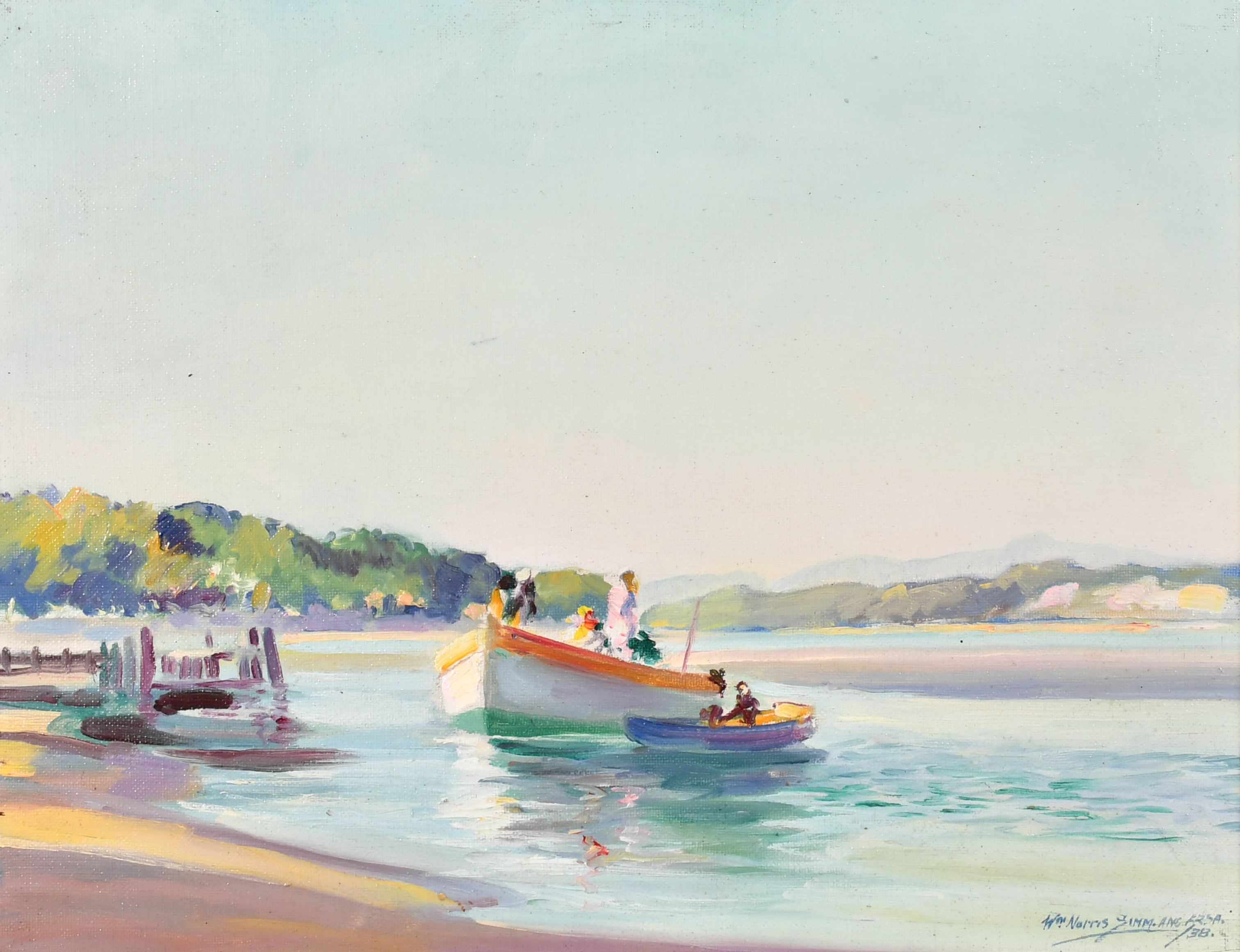 William Norris Simm (1885-1948) British. Boating, Oil on artist's board ...