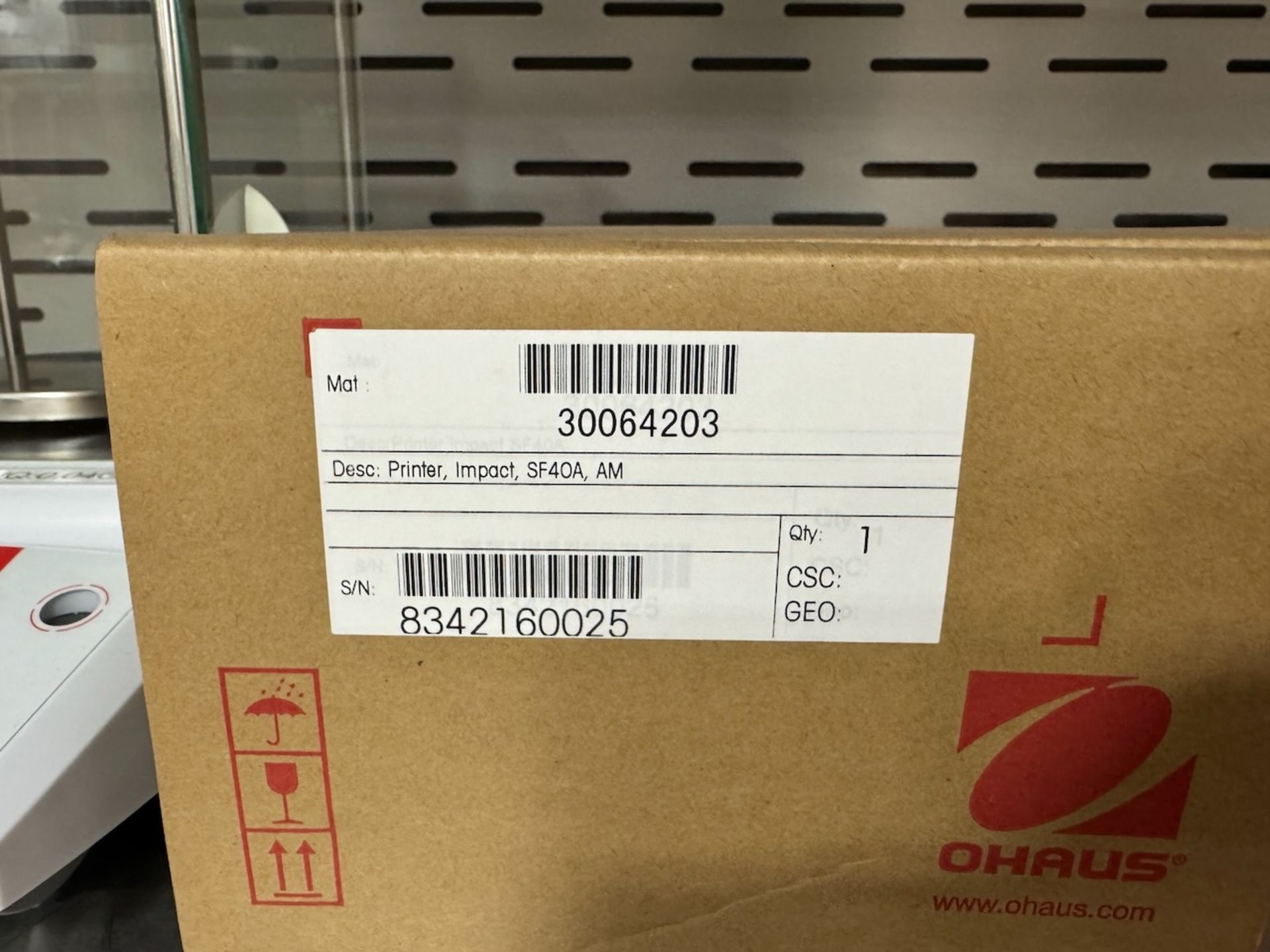 Ohaus lab balance, model PA323, 320 gram max, with printer.