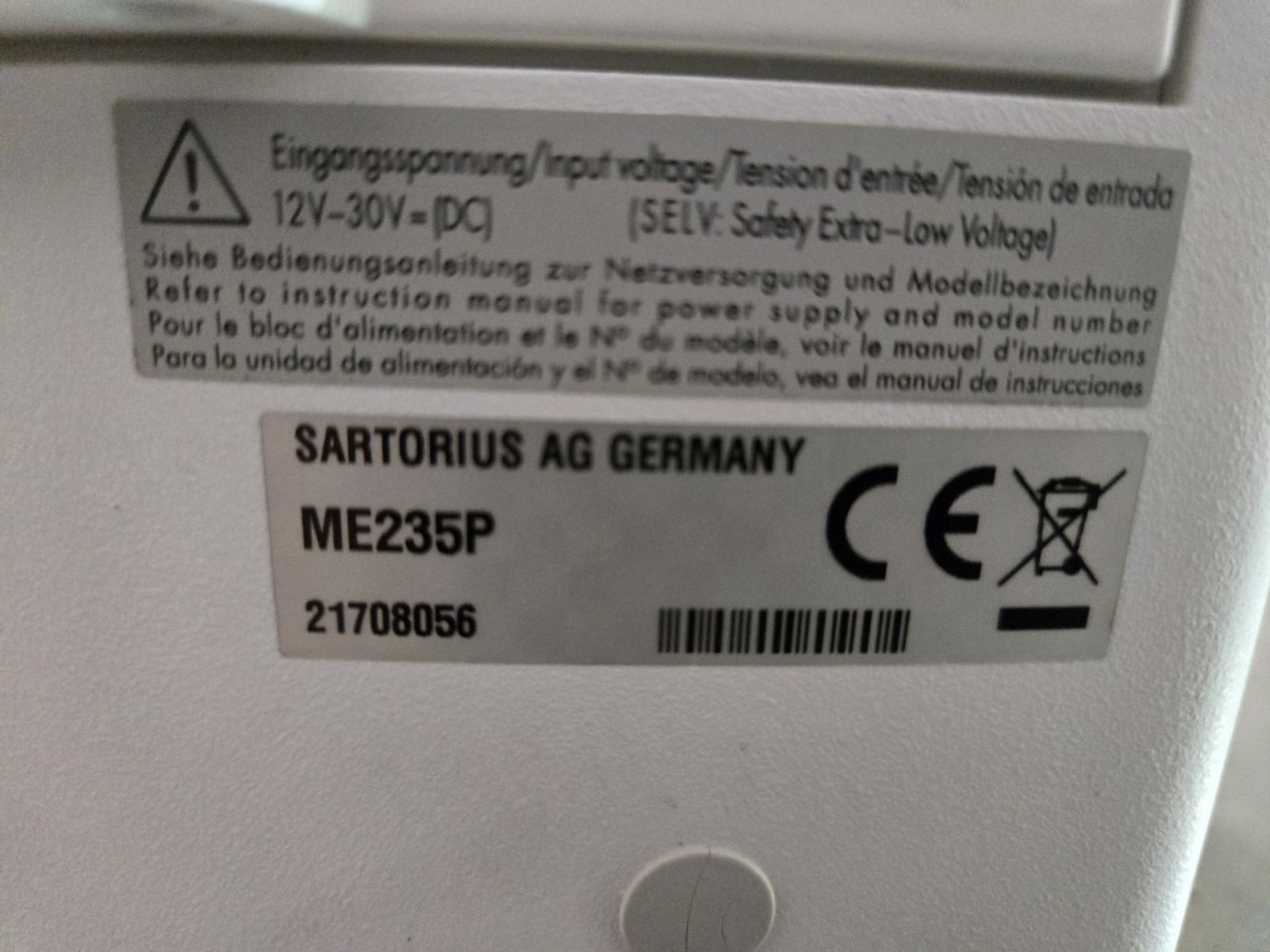 Sartorius analytical Balance, model ME235P, serial# 21708056.
