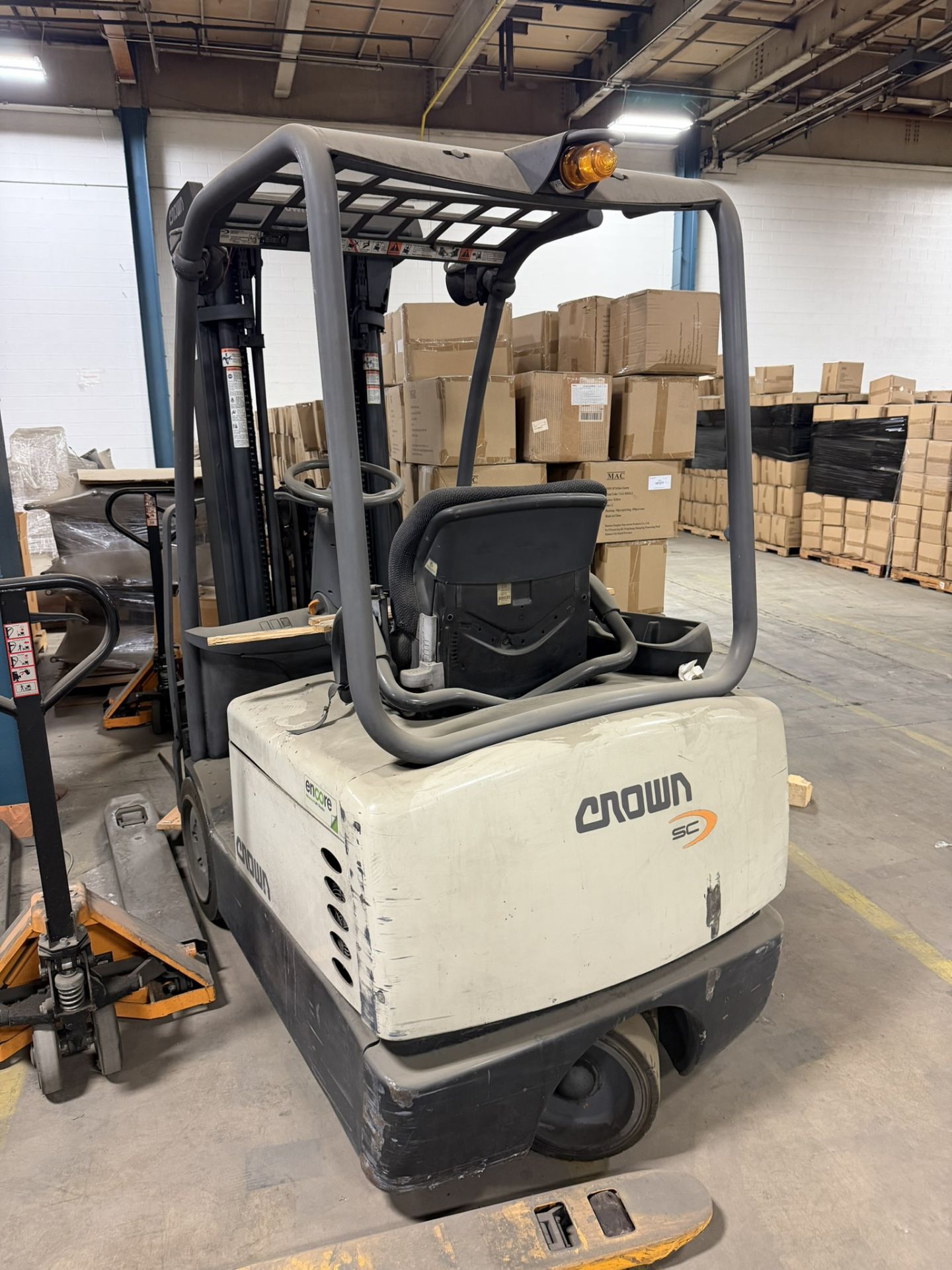 Crown Model SC4520-30, 3-Wheel Electric Fork Lift, 3,000 Lbs. Capacity ...