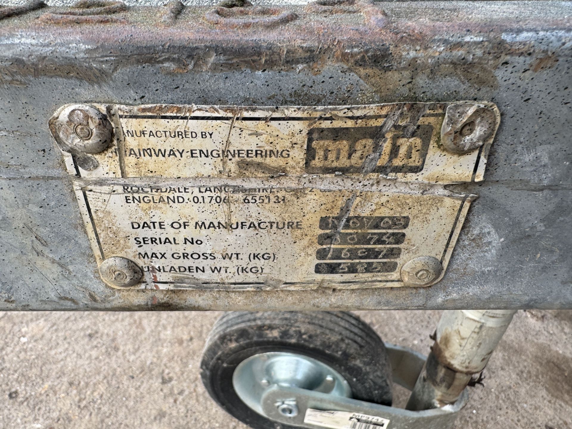 2003 Mainway Engineering 1,000L bunded single axle diesel bowser, with ...