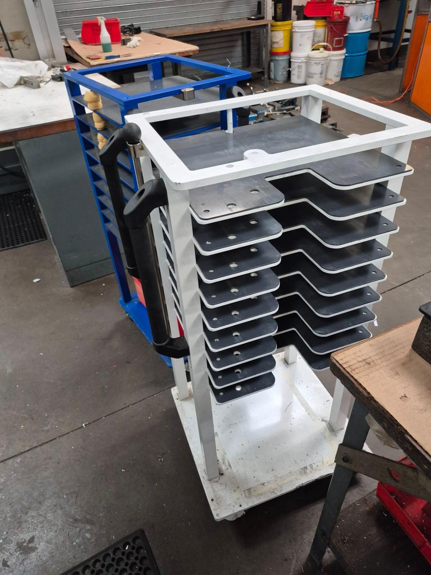 (2) MOBILE TOOL FIXTURE CARTS WITH HANDLES