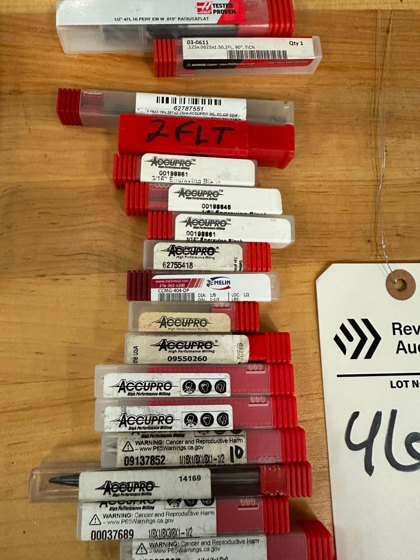 ASSORTMENT OF ACCUPRO HIGH PERFORMANCE END MILLS AND ENGRAVING BLANKS ...