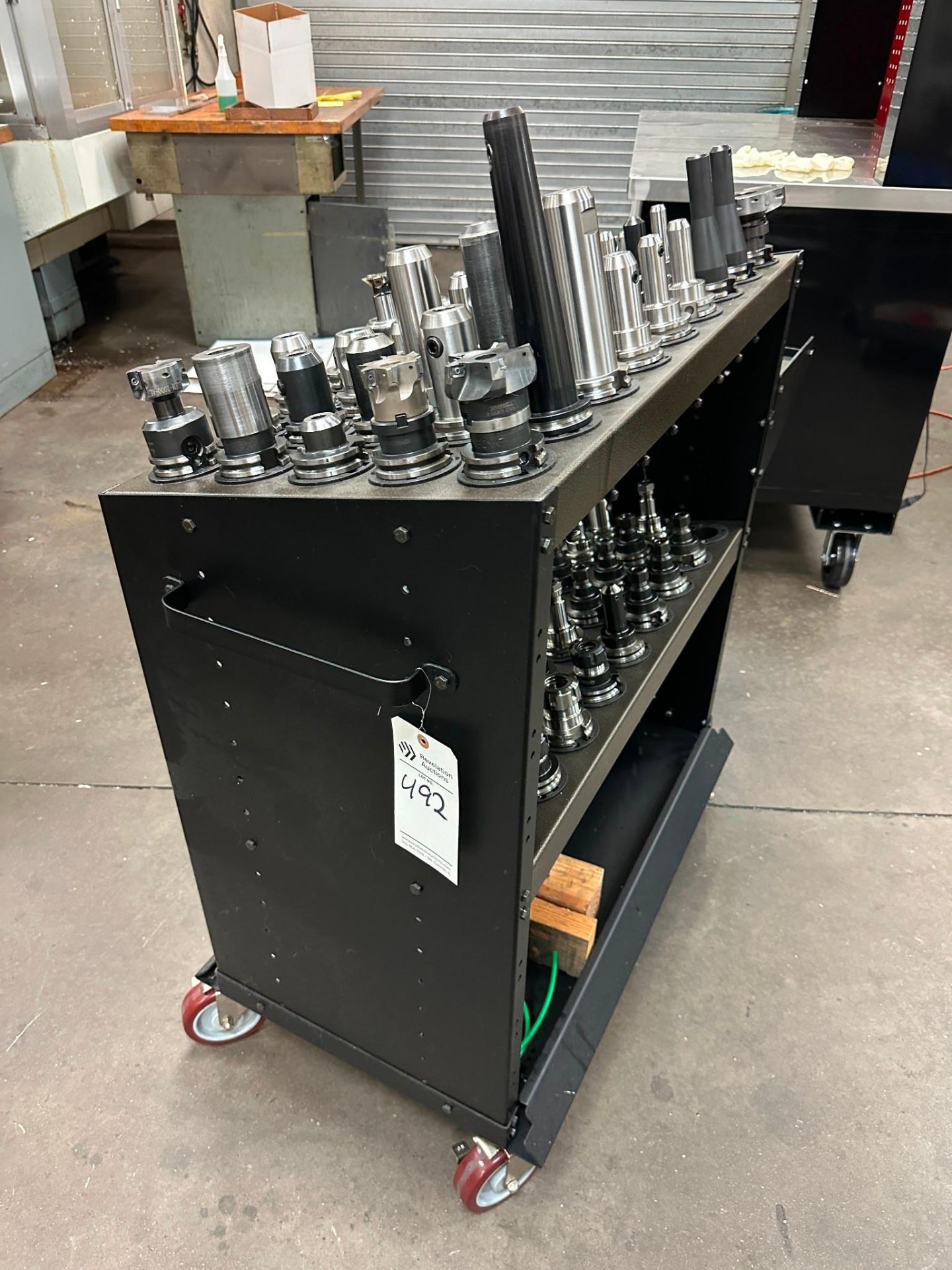 CAT 40 TOOLING WITH CART WITH ASSORTED MILL HEAD