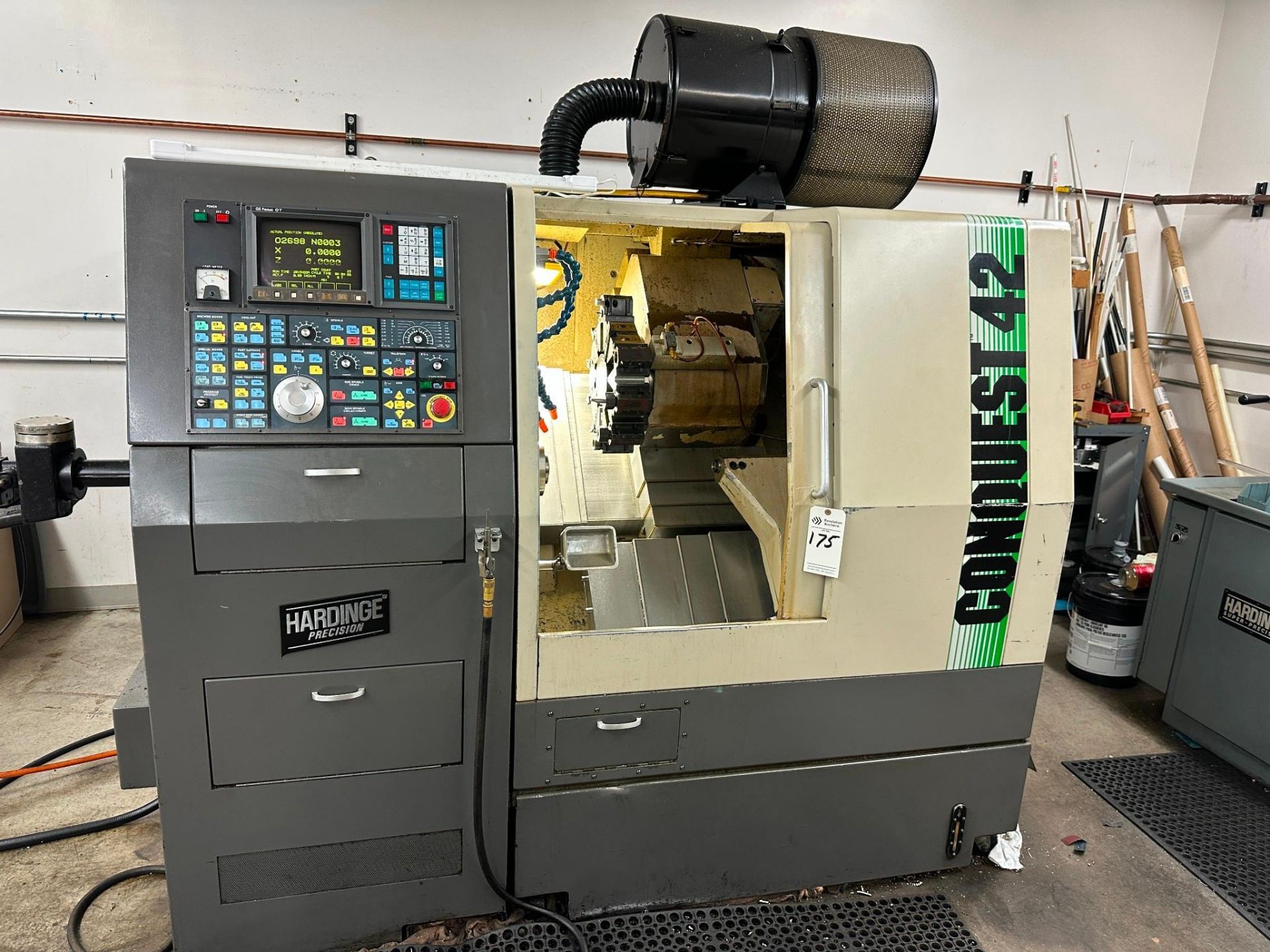 HARDINGE CS-42 CONQUEST 42 CNC LATHE WITH HARDINGE RETRACTABLE BAR FEED ...