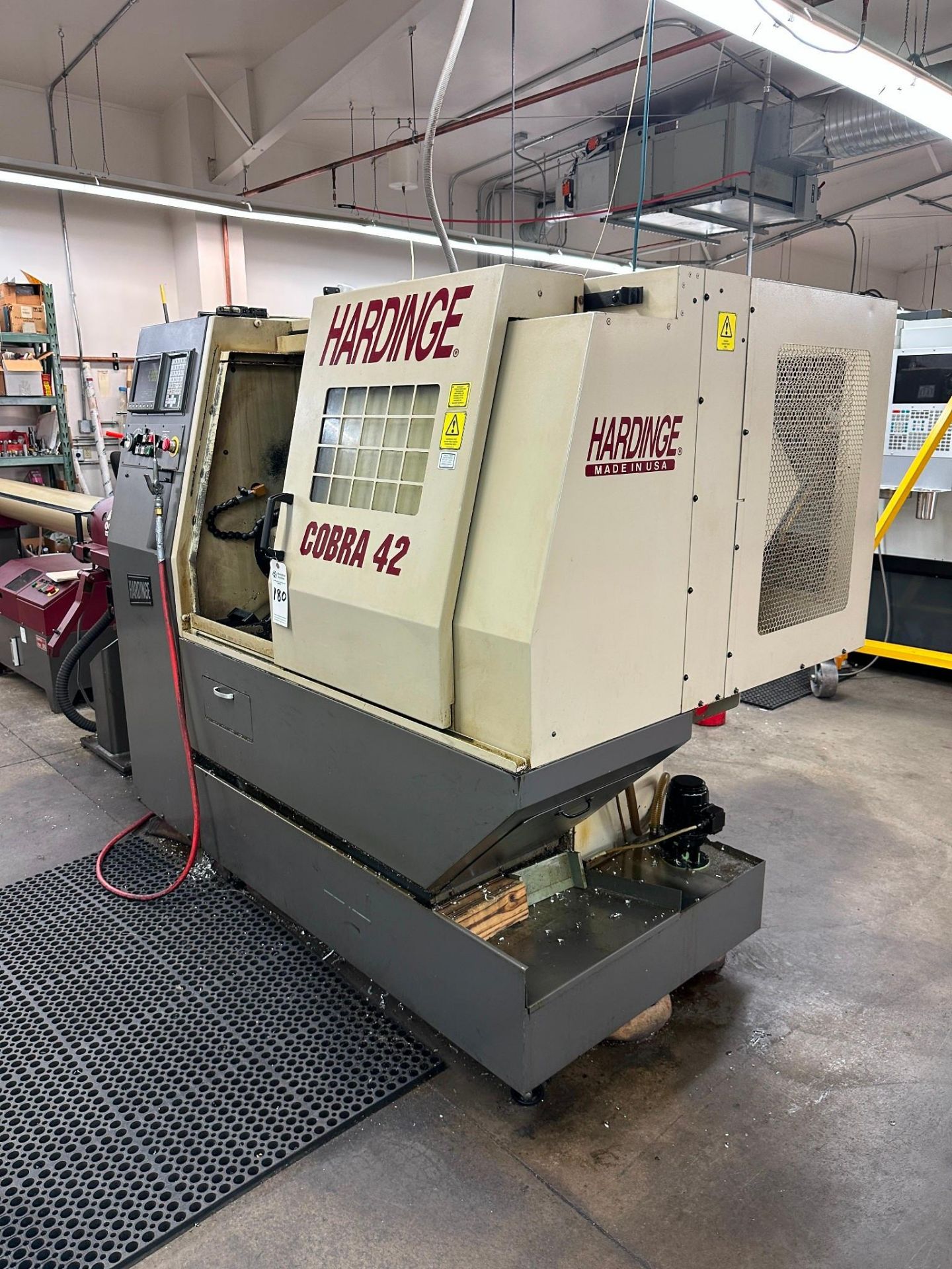 HARDINGE COBRA 42 CNC LATHE WITH SAMECA BAR FEEDER AND HARDINGE HAR ...