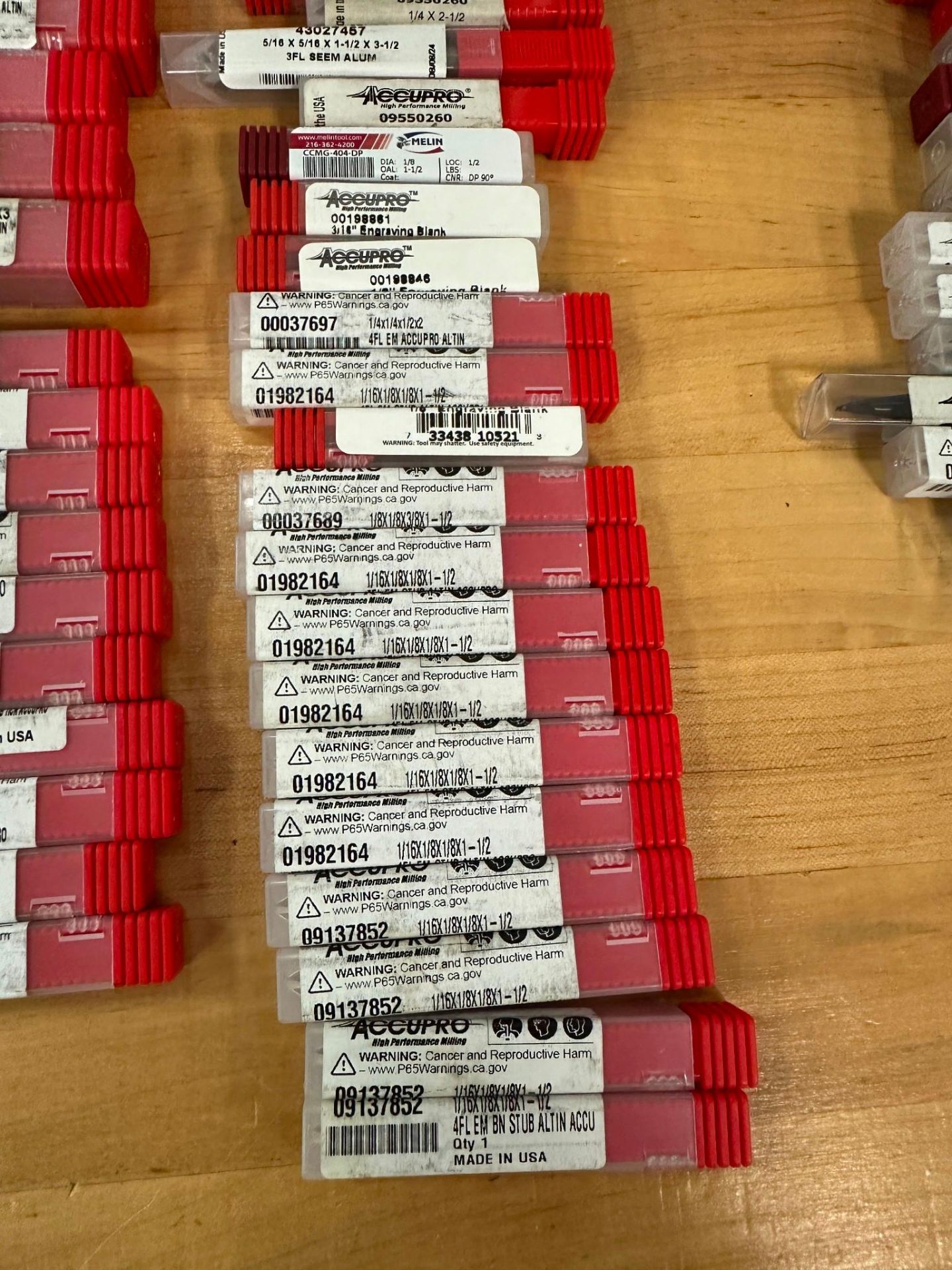 ASSORTMENT OF ACCUPRO HIGH PERFORMANCE END MILLS AND ENGRAVING BLANKS ...
