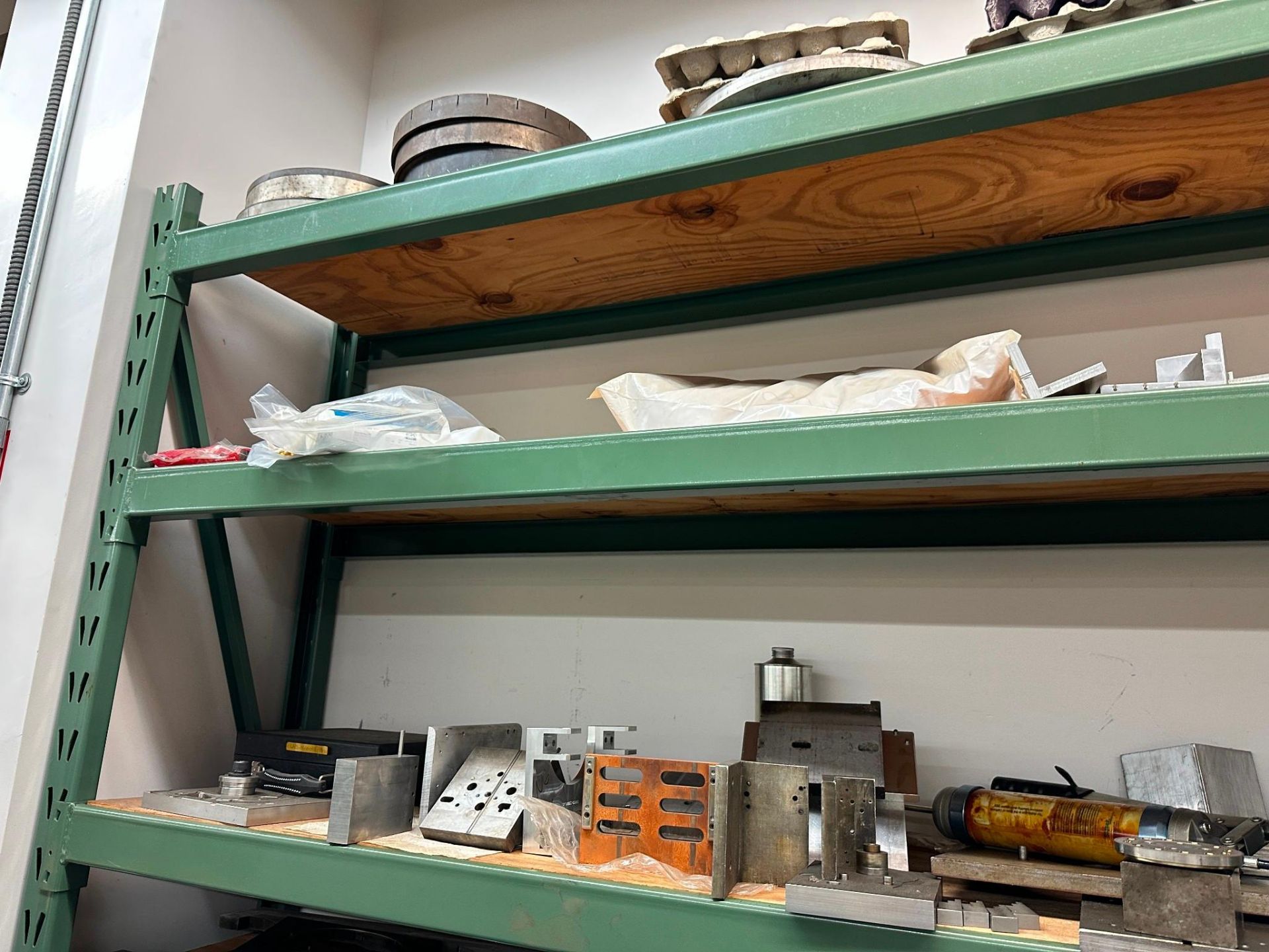 SHELVING UNIT FILLED WITH ASSORTED EDM TOOLING AND WIRE IN STATE ...