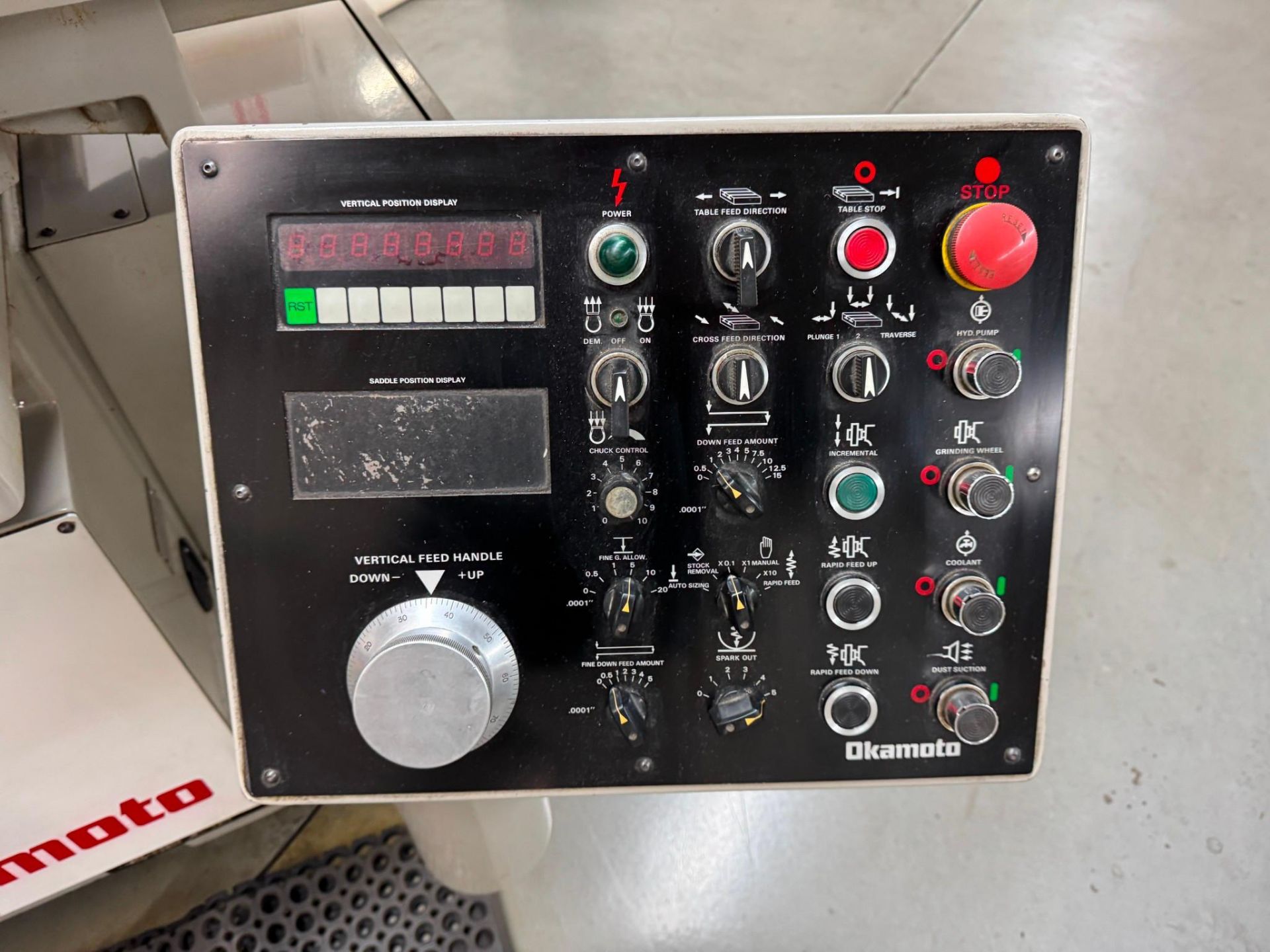 OKAMOTO ACC 8-20 DX SURFACE GRINDER, 8" X 20" SN: 62376 SPECIFICATIONS ...
