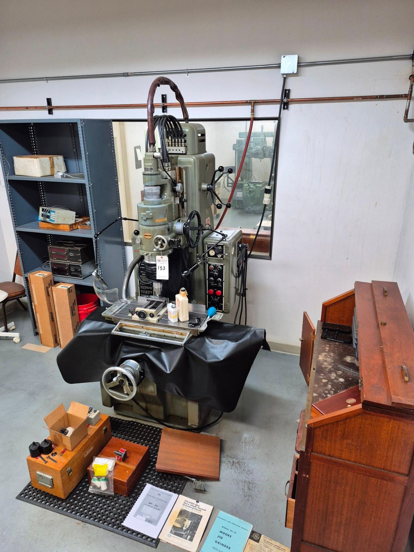 MOORE MODEL G18 JIG GRINDER, 175,000 RPM VHS GRINDING HEAD, TOOLING ...