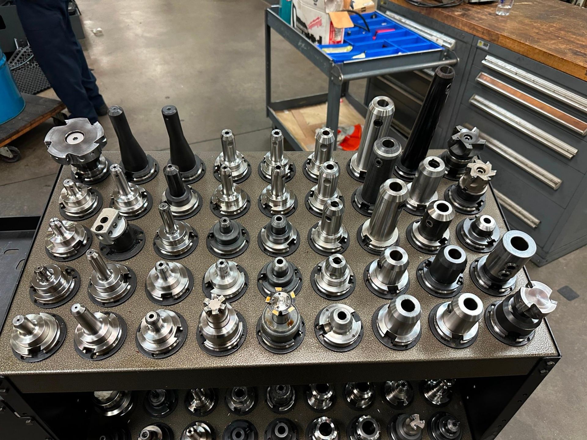 CAT 40 TOOLING WITH CART WITH ASSORTED MILL HEAD