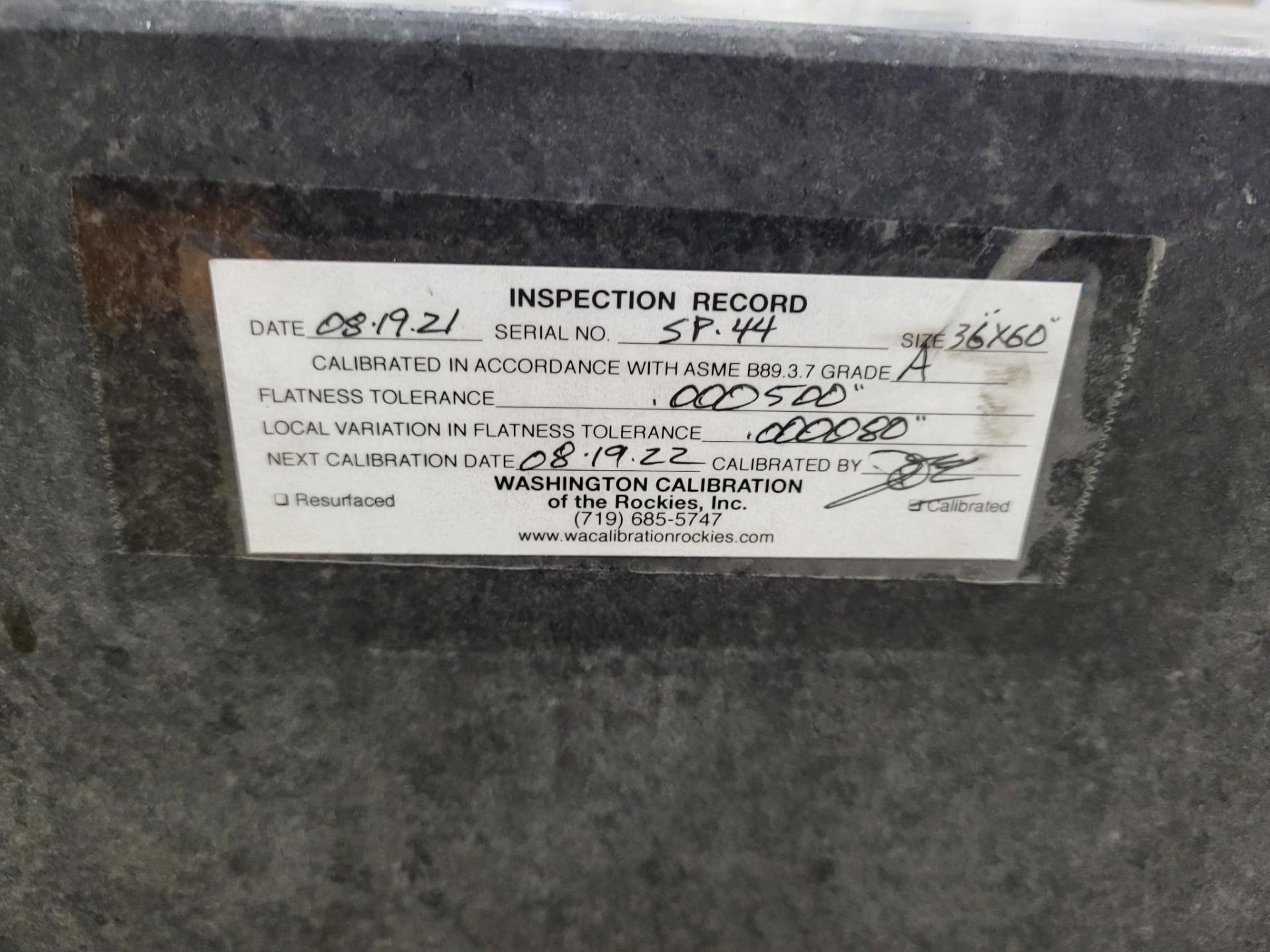 STANDRIDGE GRANITE CORP. GRANITE SURFACE PLATE AND HEAVY DUTY STEEL ...