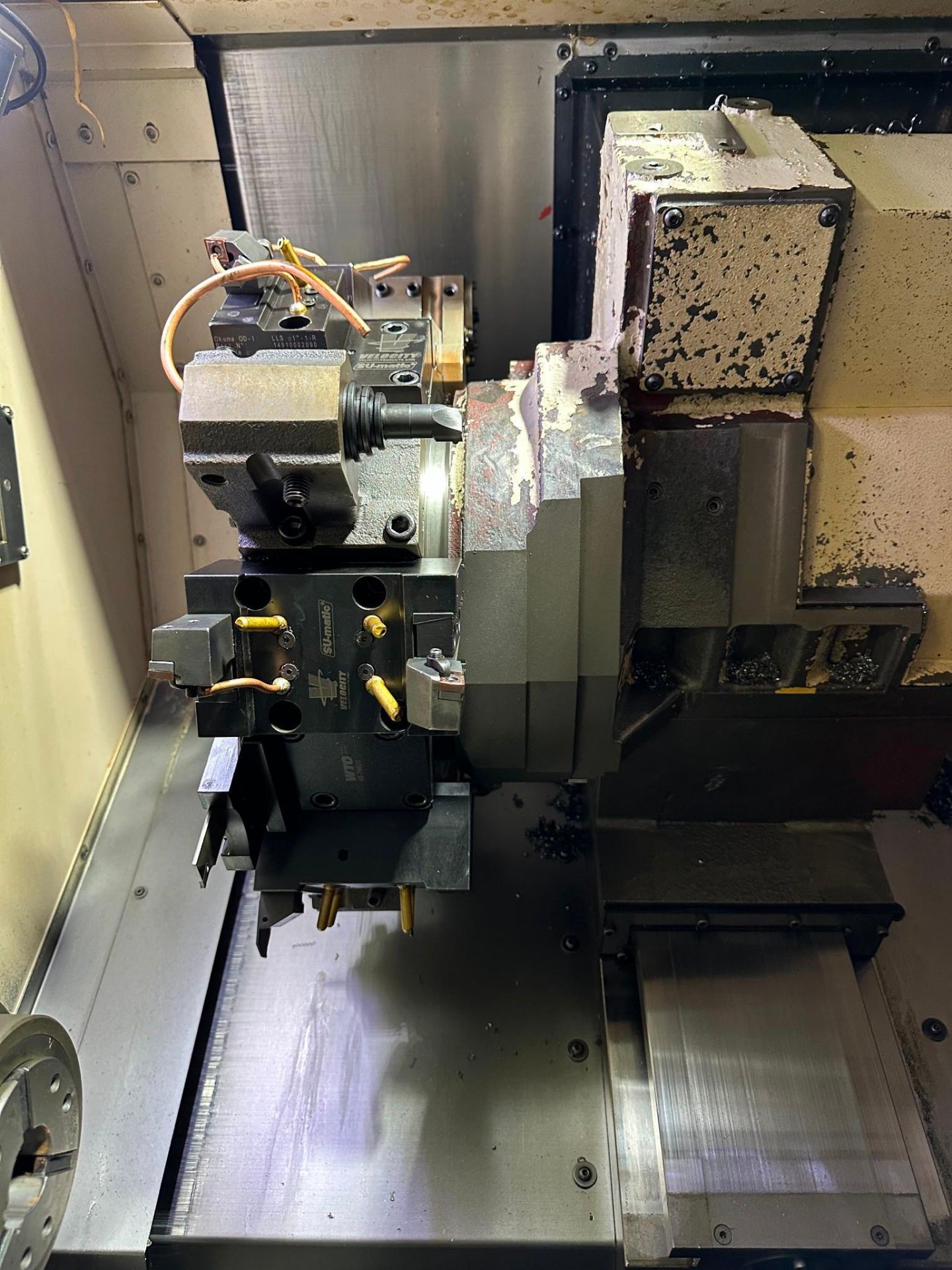 2014 OKUMA GENOS L300-MW MULTI AXIS CNC TURNING CENTER X-AXIS MOVEMENT ...