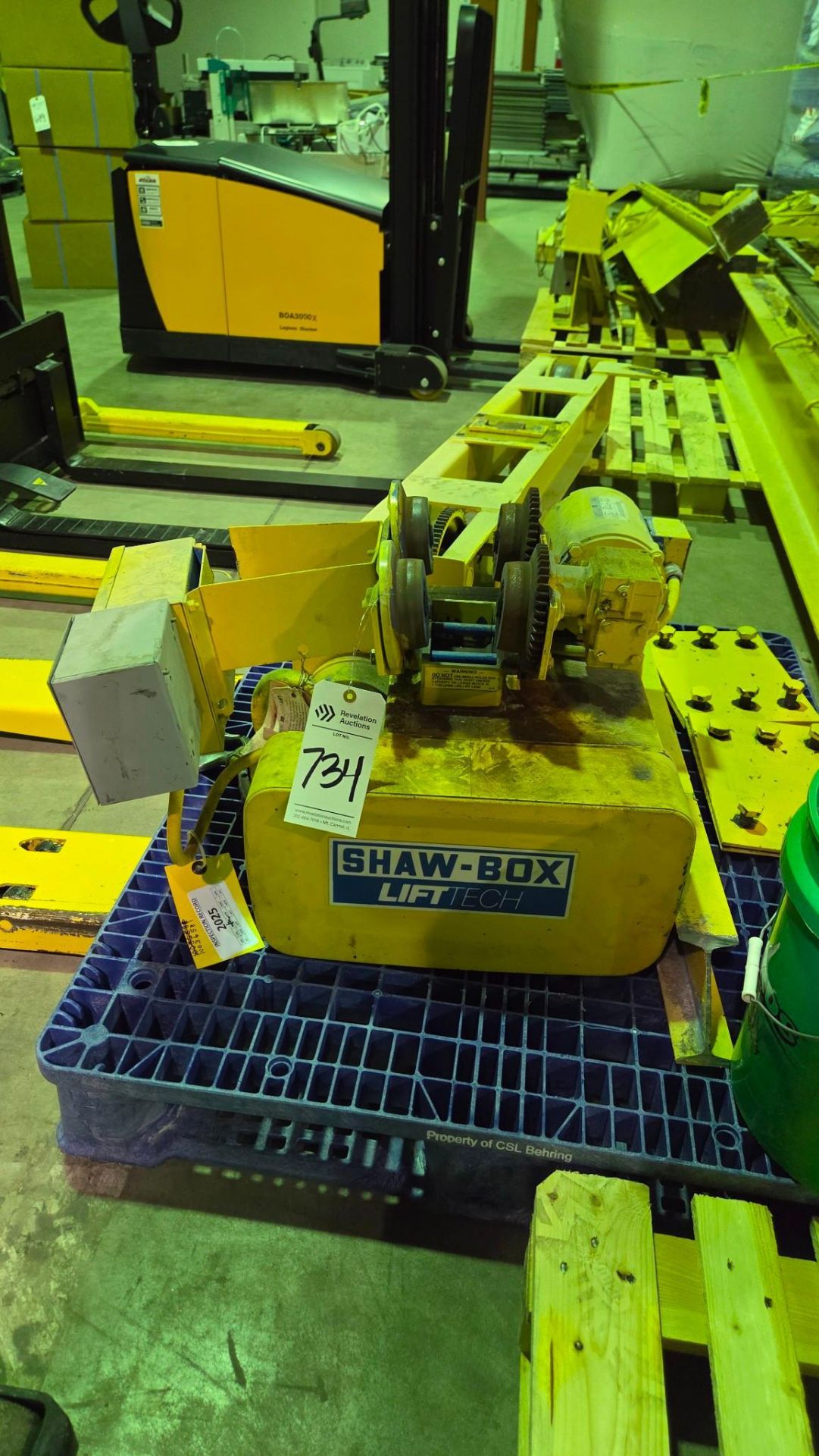 INDUSTRIAL CRANE & EQUIPMENT 1 TON OVERHEAD CRANE S/N: 23268 SHAW-BOX ...