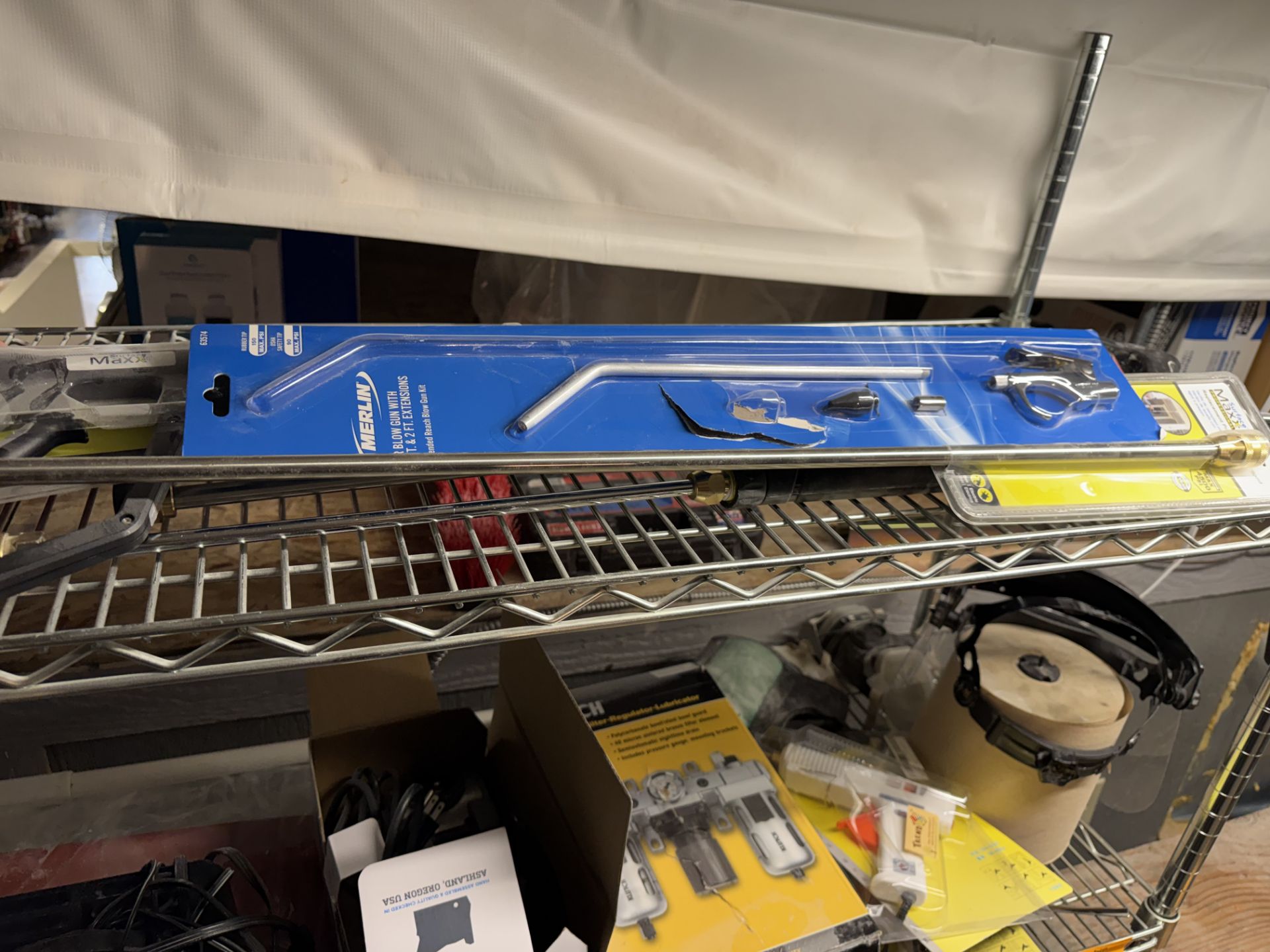 [LOT] of Assorted Tools, consisting of blow gun, battery charger, FRL ...