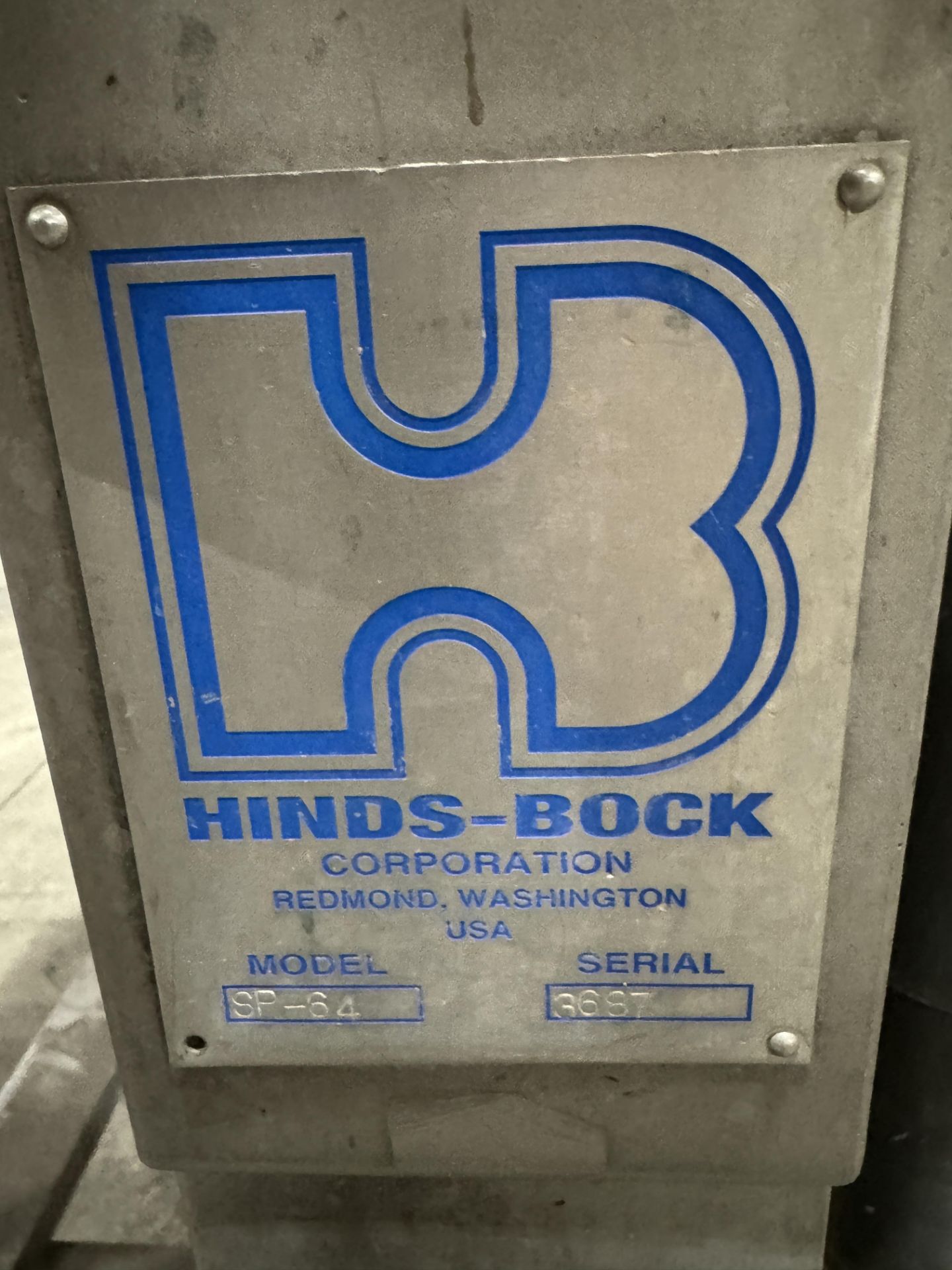 Hinds Bock Single Piston Depositor, model SP-64, s/n 3687, mobile ...