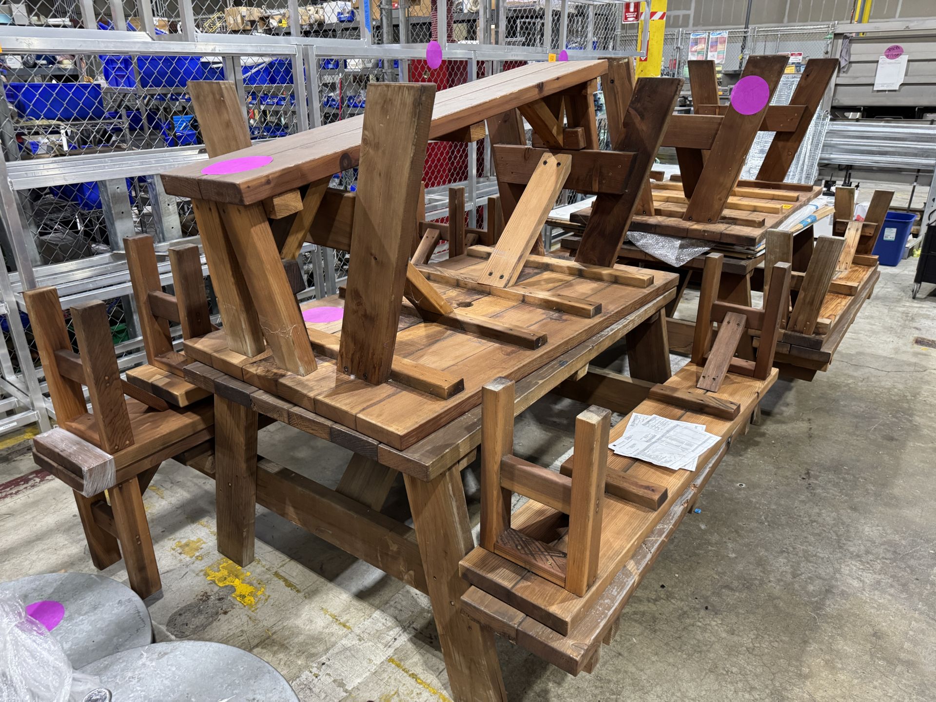 Wooden Lunch Tables, 5' x 33-1/2" with (8) benches