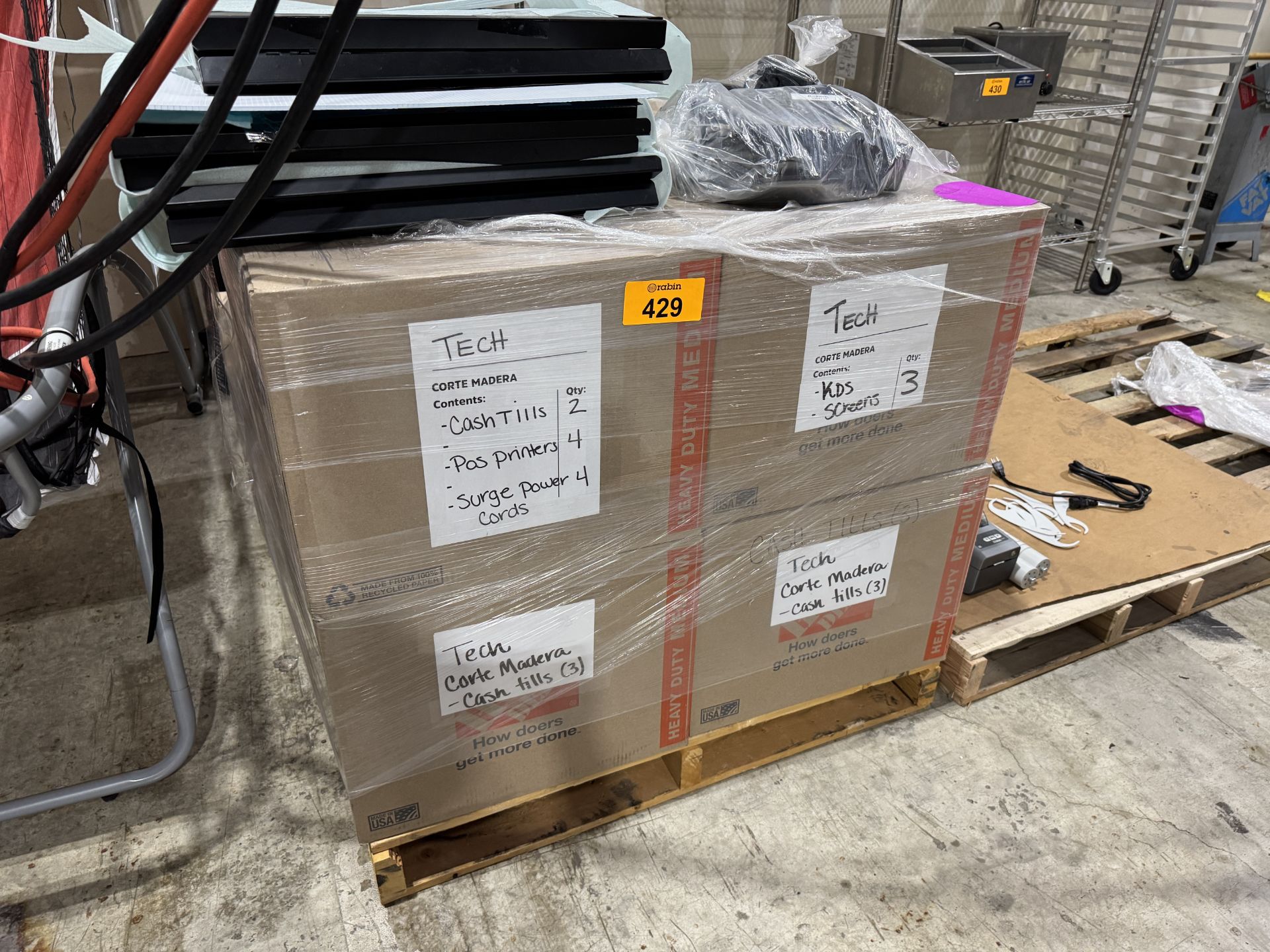 Cash Collection Supplies, Pallet of (12) boxes consisting of cash tills ...