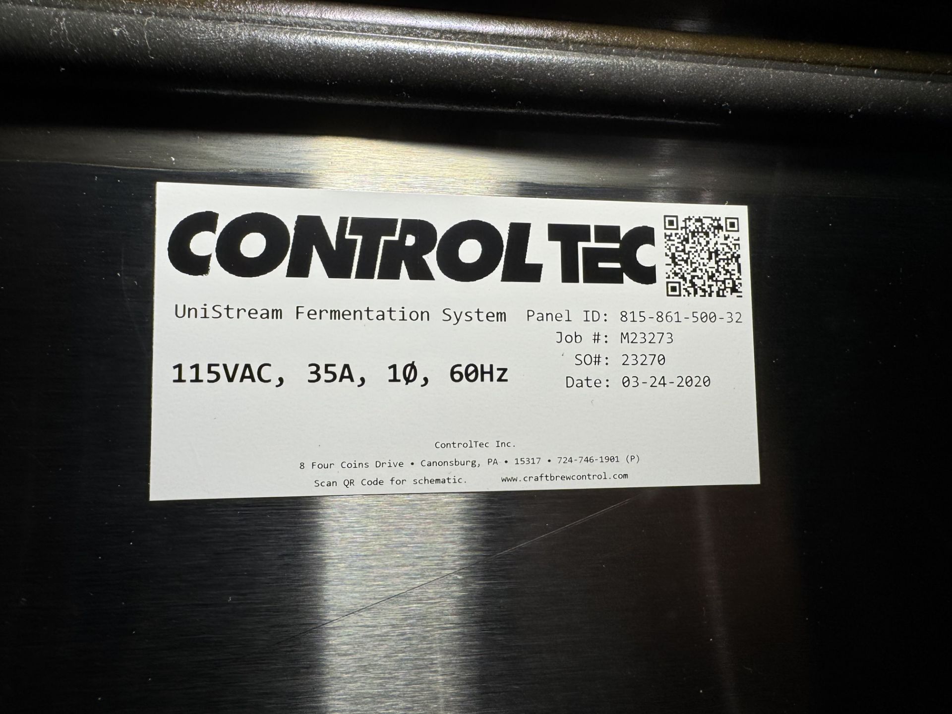 CONTROL TEC Fermentation System Panel, w/ Unitronics Unistream I/O ...