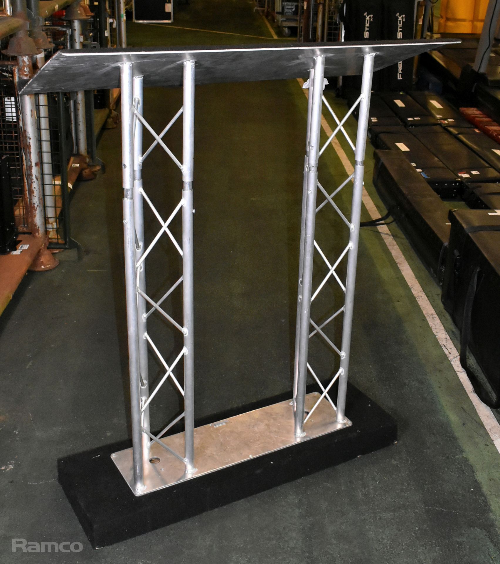 Opti Trilite aluminium twin triangle truss frame lectern with storage ...